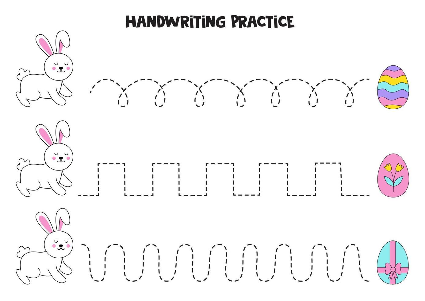 Tracing lines with cute Easter bunnies. Writing practice. 5360299 ...