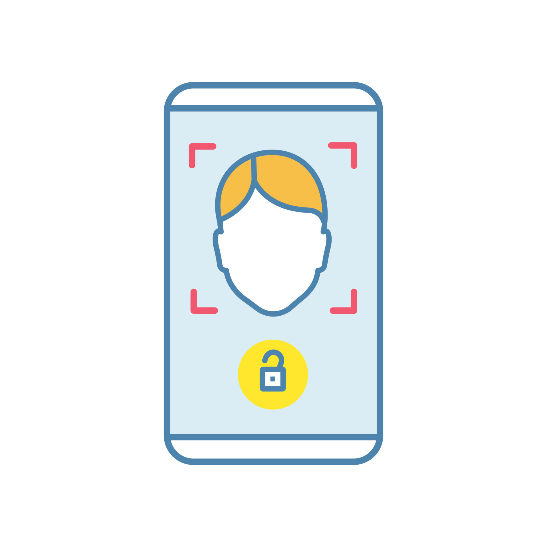 Face Scan Protection Mobile Application Color Icon Face Lock App Facial Recognition Contour