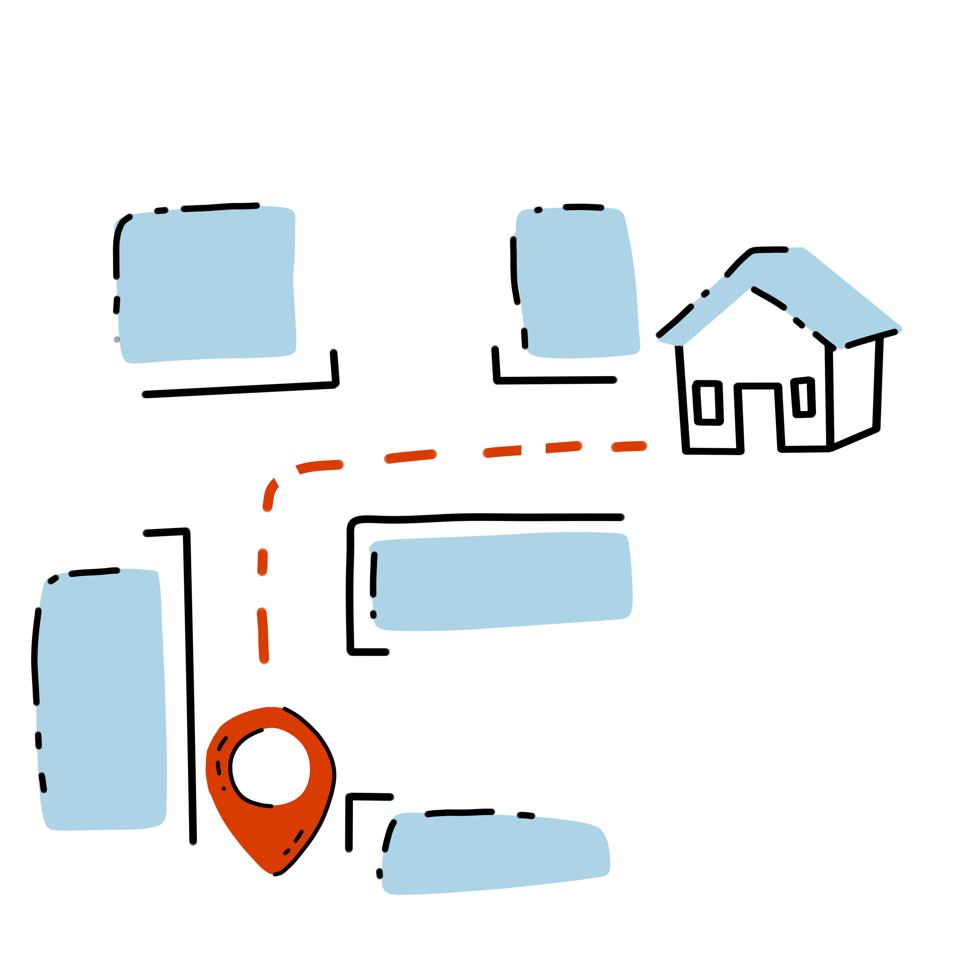 mapa de navegación ruta del punto a la casa. 5362187 Vector en Vecteezy