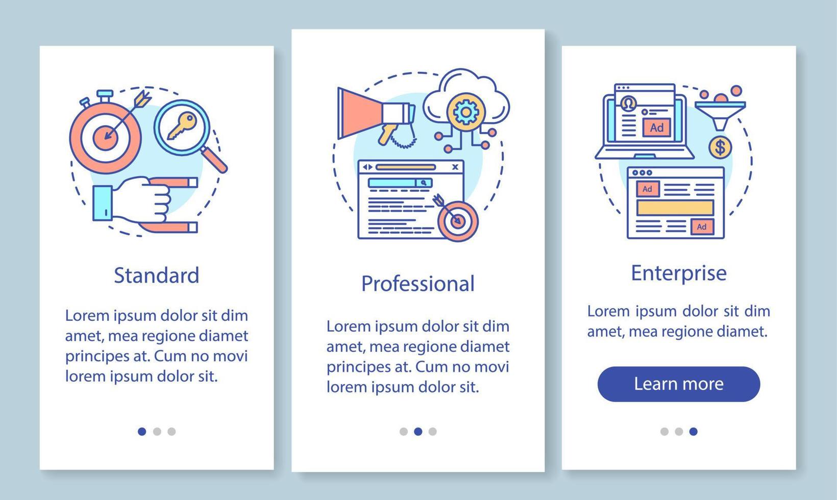 Seo Keyword Tool Subscription Onboarding Mobile App Page Screen With Linear Concepts Standard