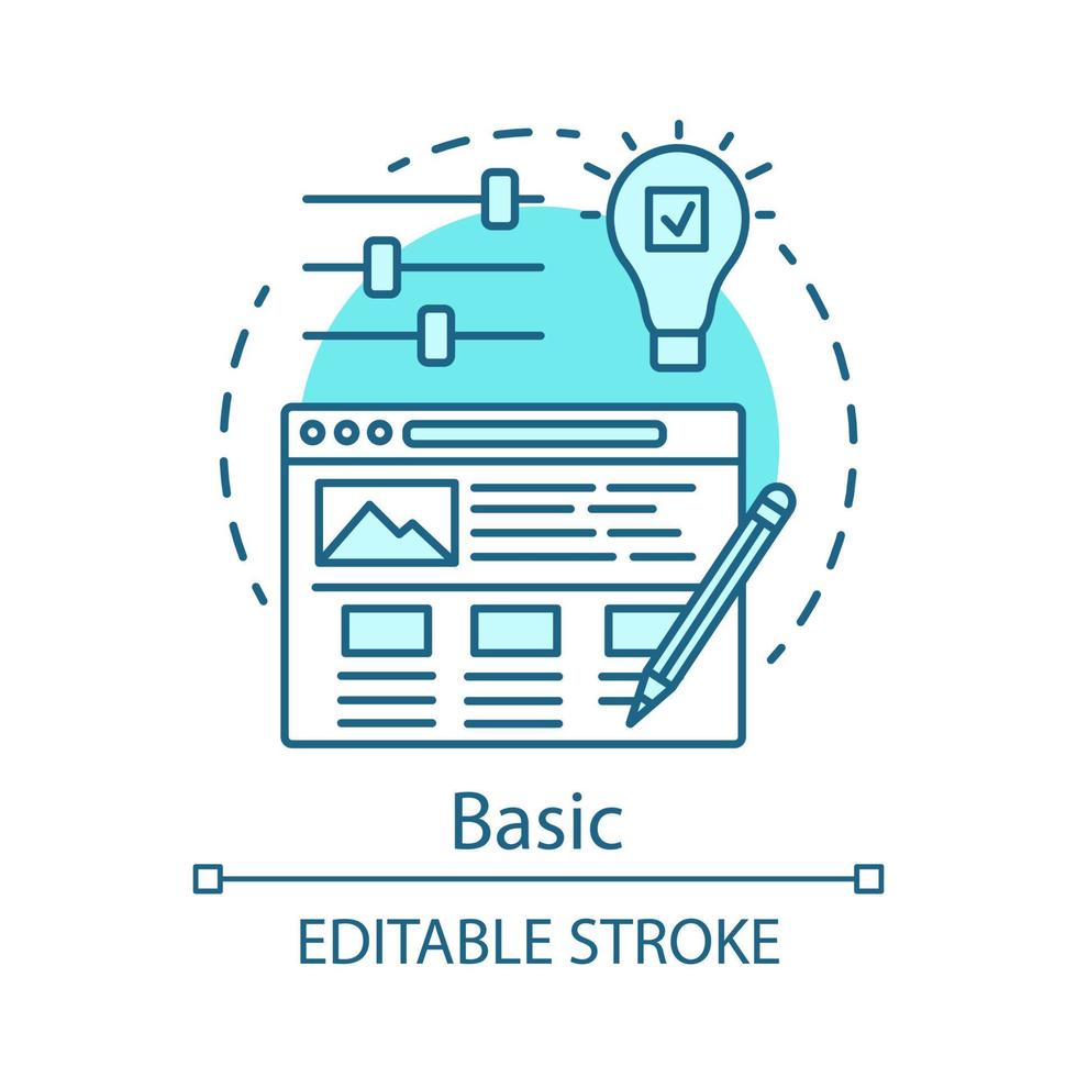 Basic concept icon. Website builder pricing idea thin line illustration. Frontend development ...
