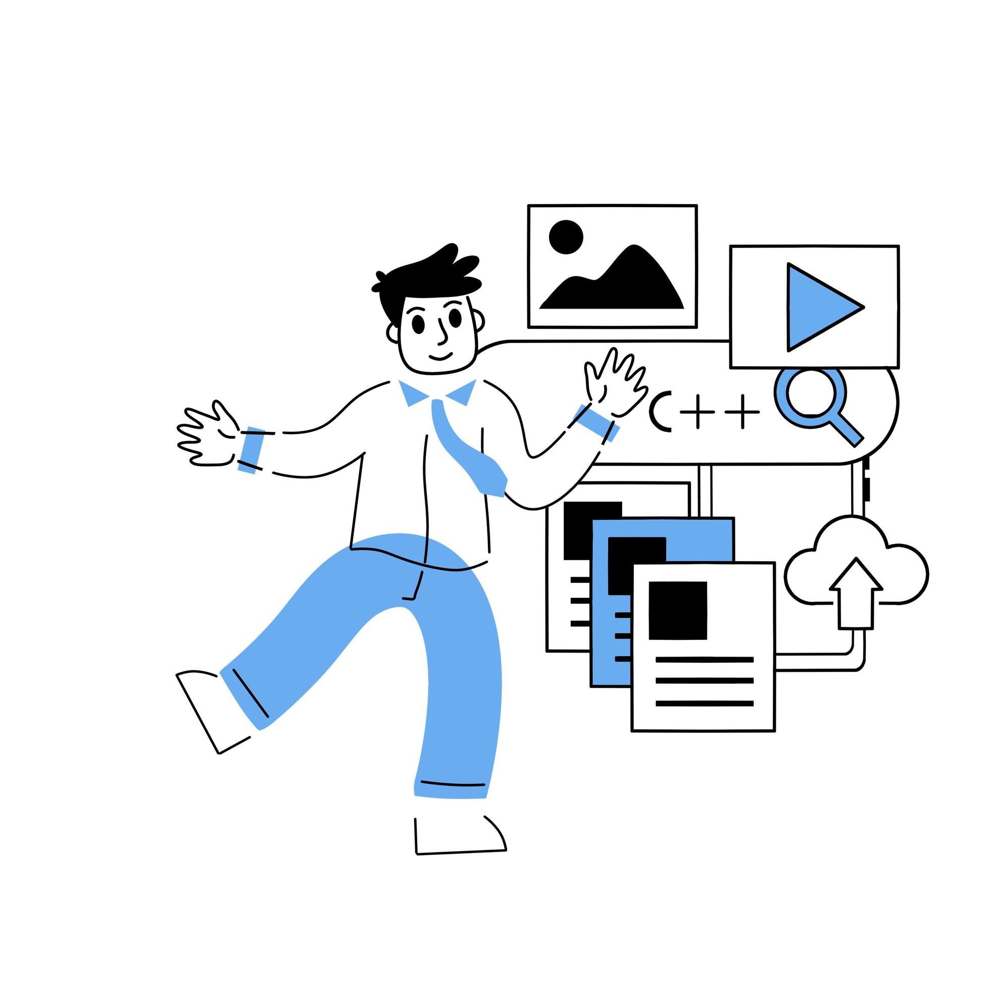 Programmer works with code and interface of application and website ...