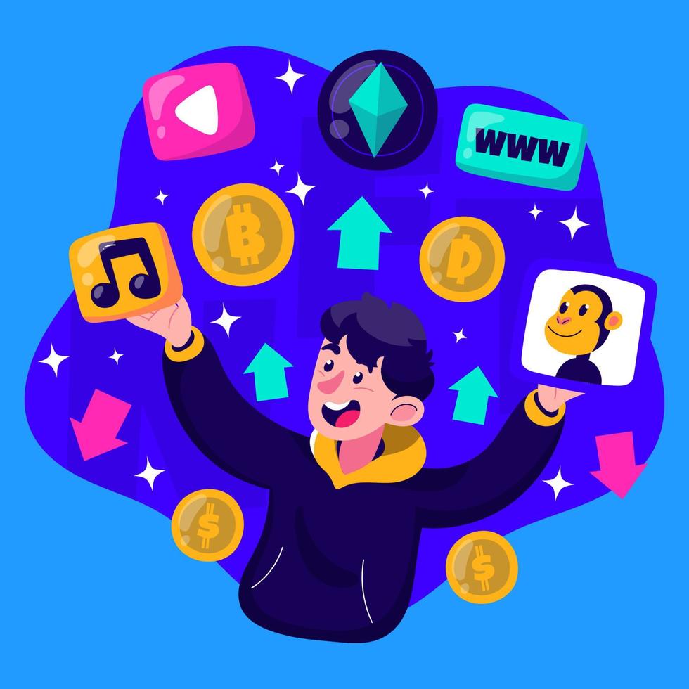 Young Man Get Rich from NFT 5362820 Vector Art at Vecteezy Young Man Get Rich from NFT 5362820 Vector Art at Vecteezy