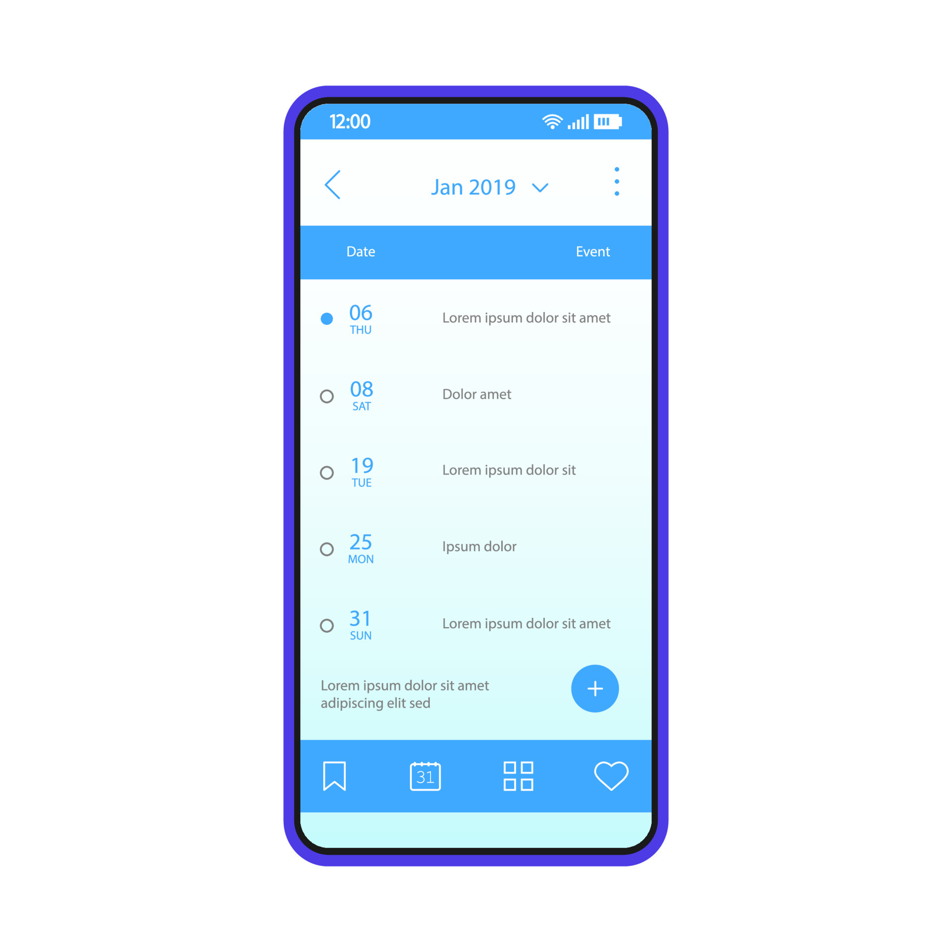 Reminder smartphone app interface vector template. Mobile calendar ... Reminder smartphone app interface vector template. Mobile calendar ...