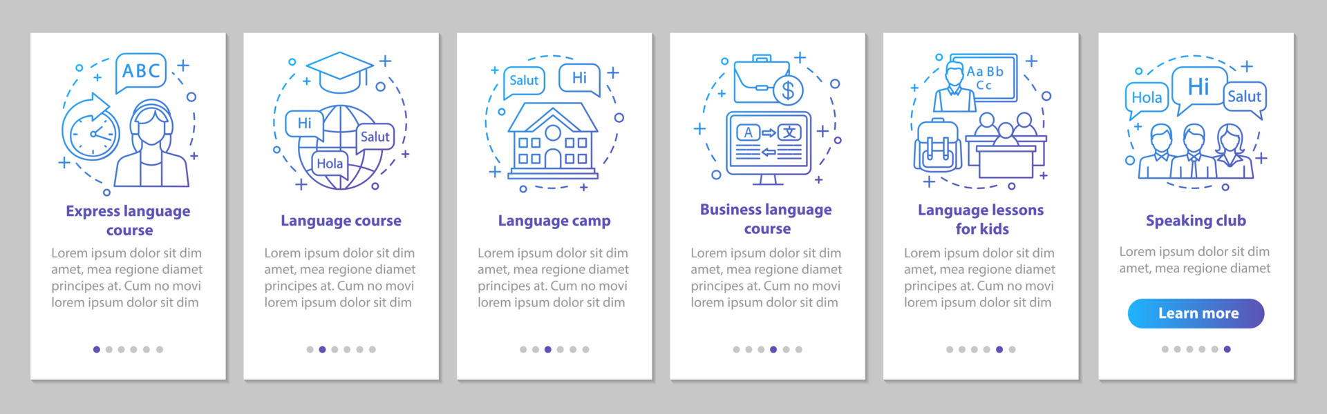 Language Learning Onboarding Mobile App Page Screen Vector Template Express Courses Summer