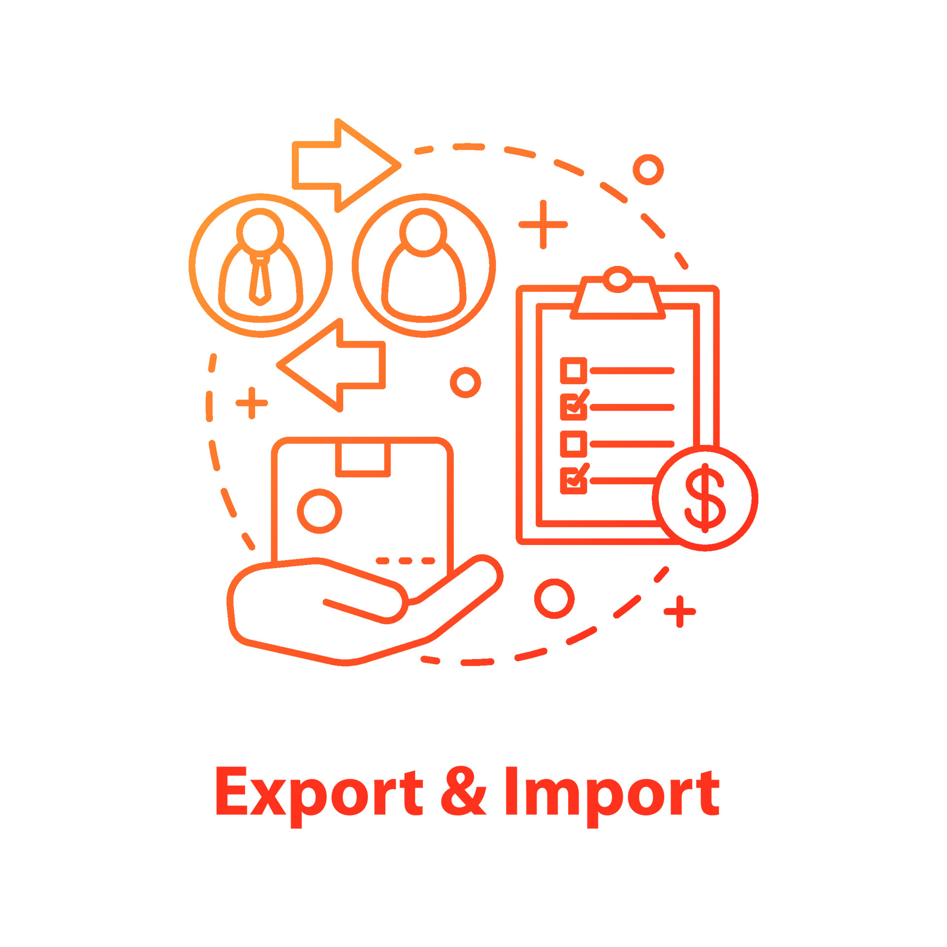 Export and import concept icon. Parcel delivery service. Logistics and ... Export and import concept icon. Parcel delivery service. Logistics and ...