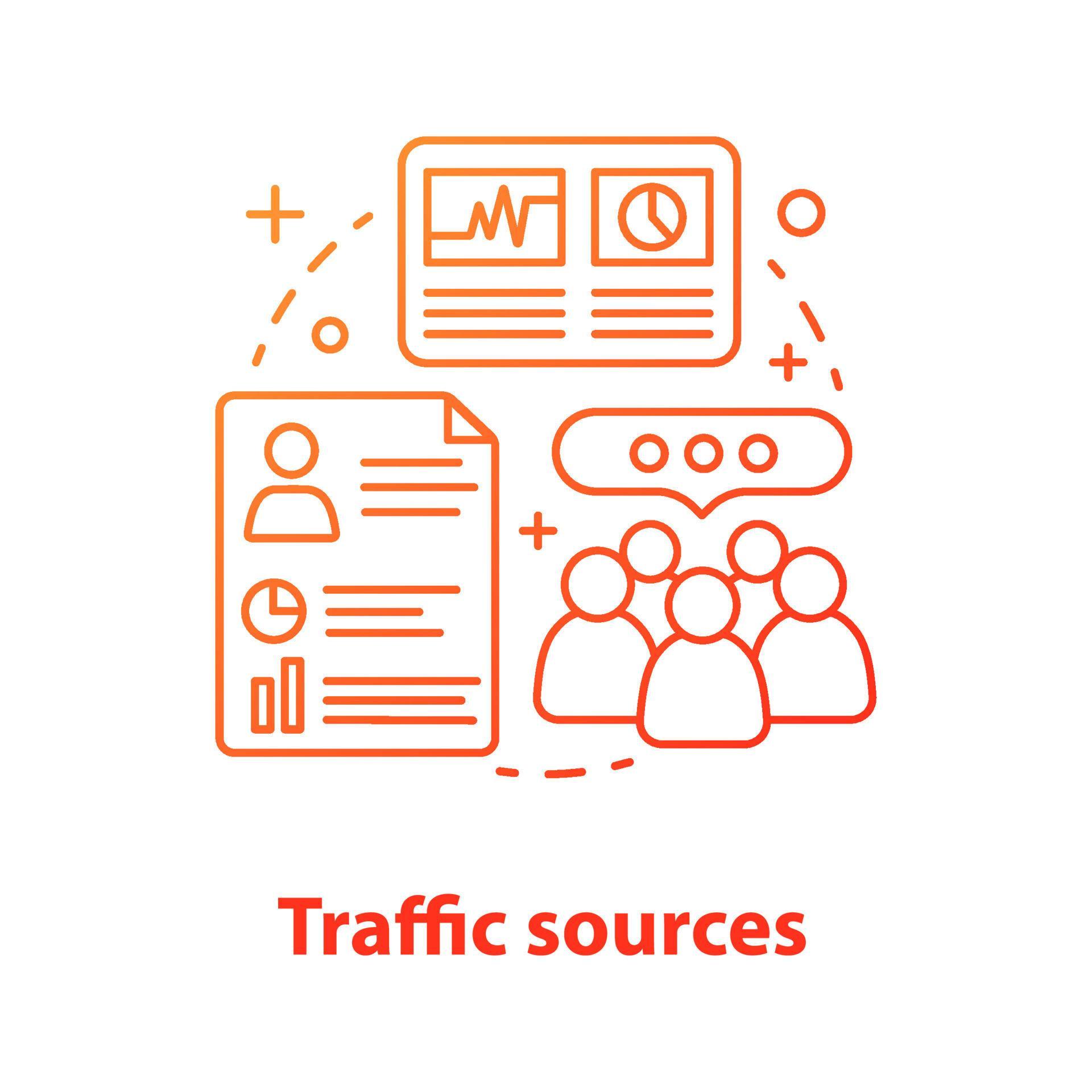 Website traffic sources concept icon. Audience growth, engagement rate ...