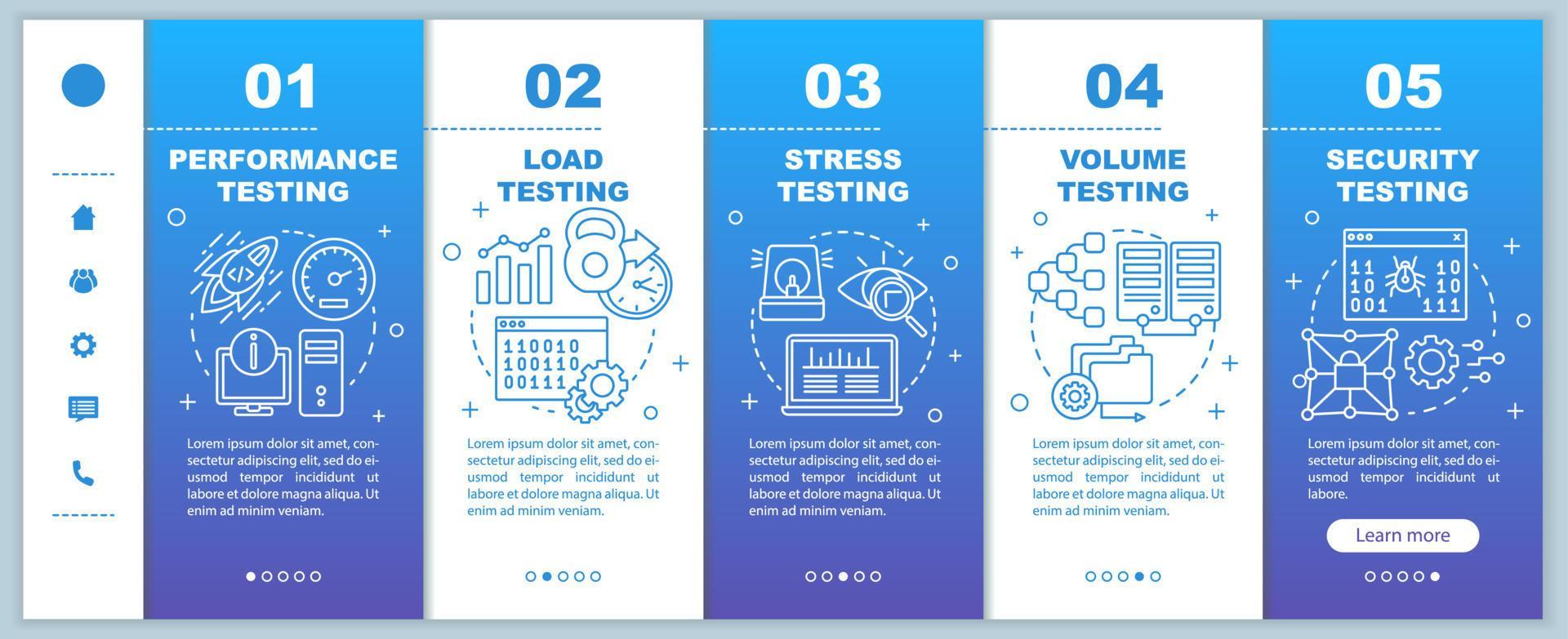 Non Functional Software Testing Onboarding Mobile Web Pages Vector