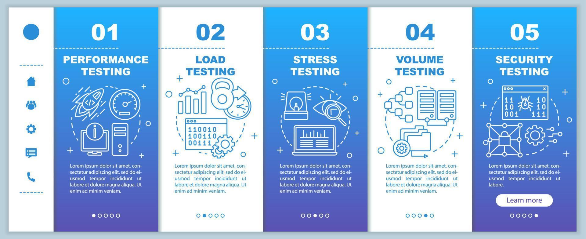 Non Functional Software Testing Onboarding Mobile Web Pages Vector