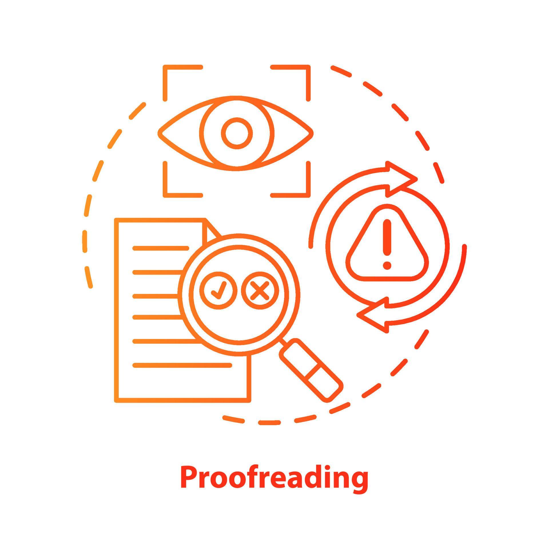 Proofreading Red Concept Icon Text Editing Correction Process Idea Thin Line Illustration
