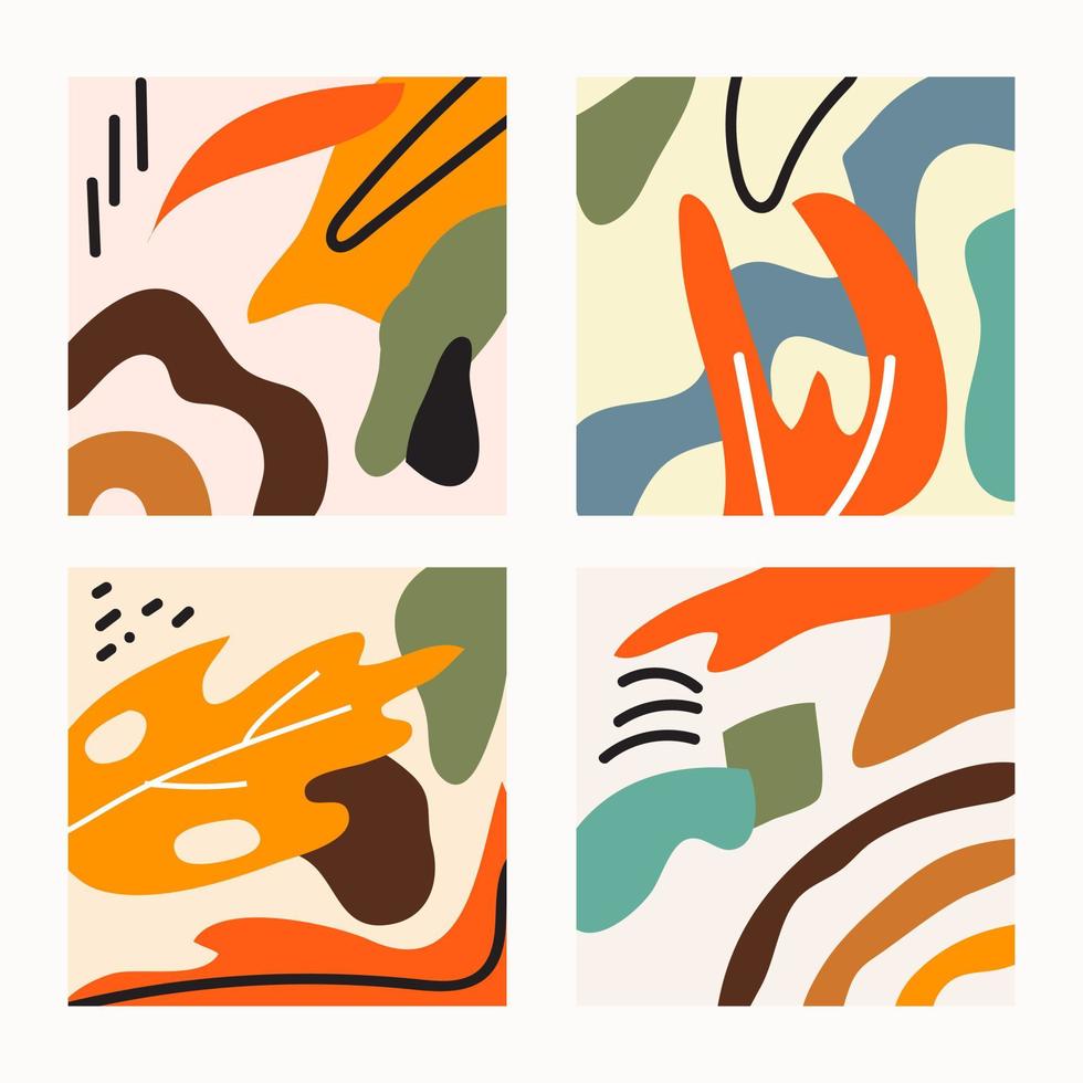 Set of four abstract contemporary object modern trendy vector patterns ...