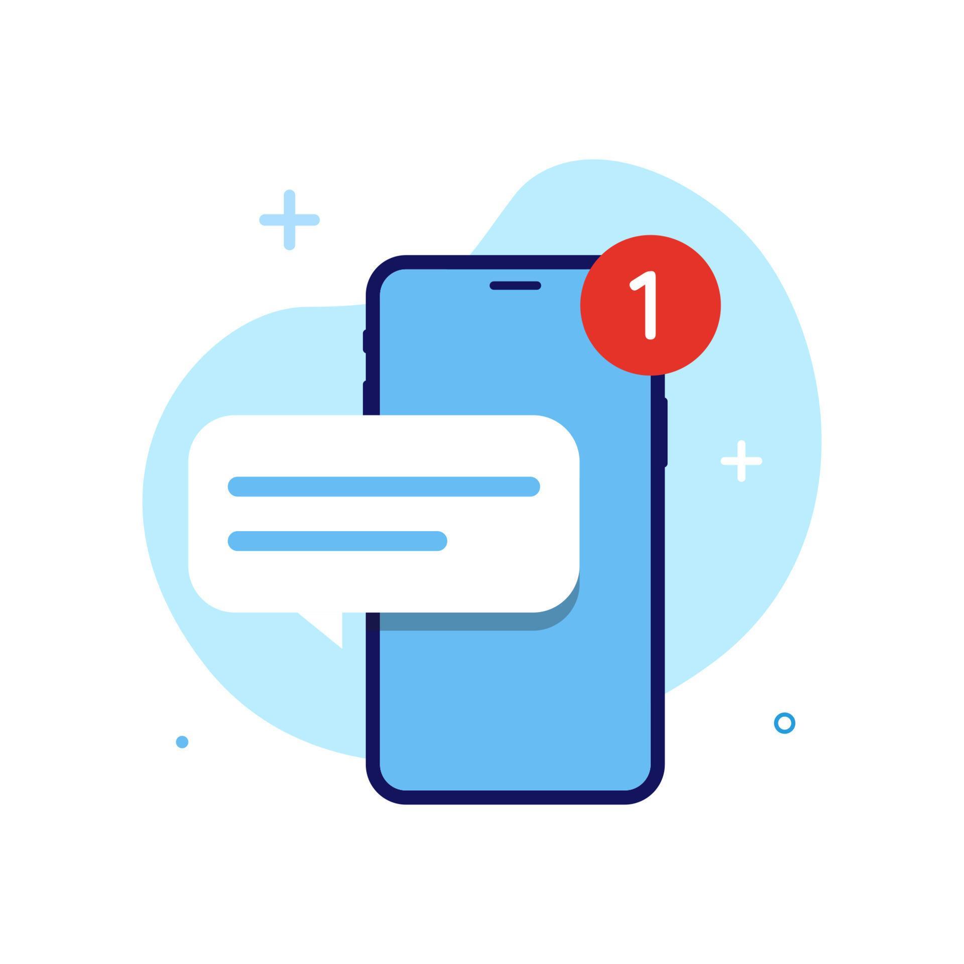 new message notification on smartphone screen concept illustration flat design vector eps10 ...