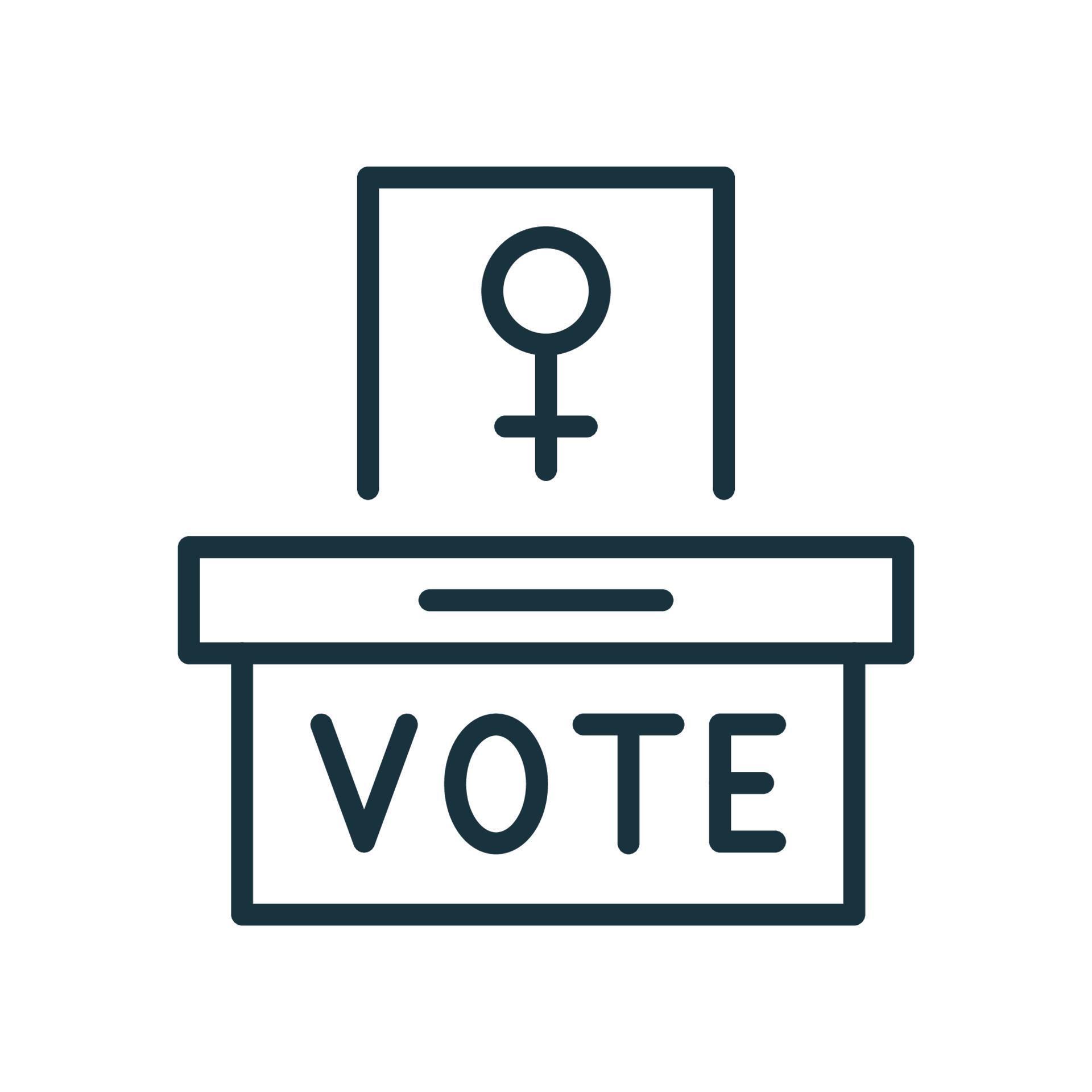 Icono De Línea Derecha De Voto De Mujer Signo Femenino En El