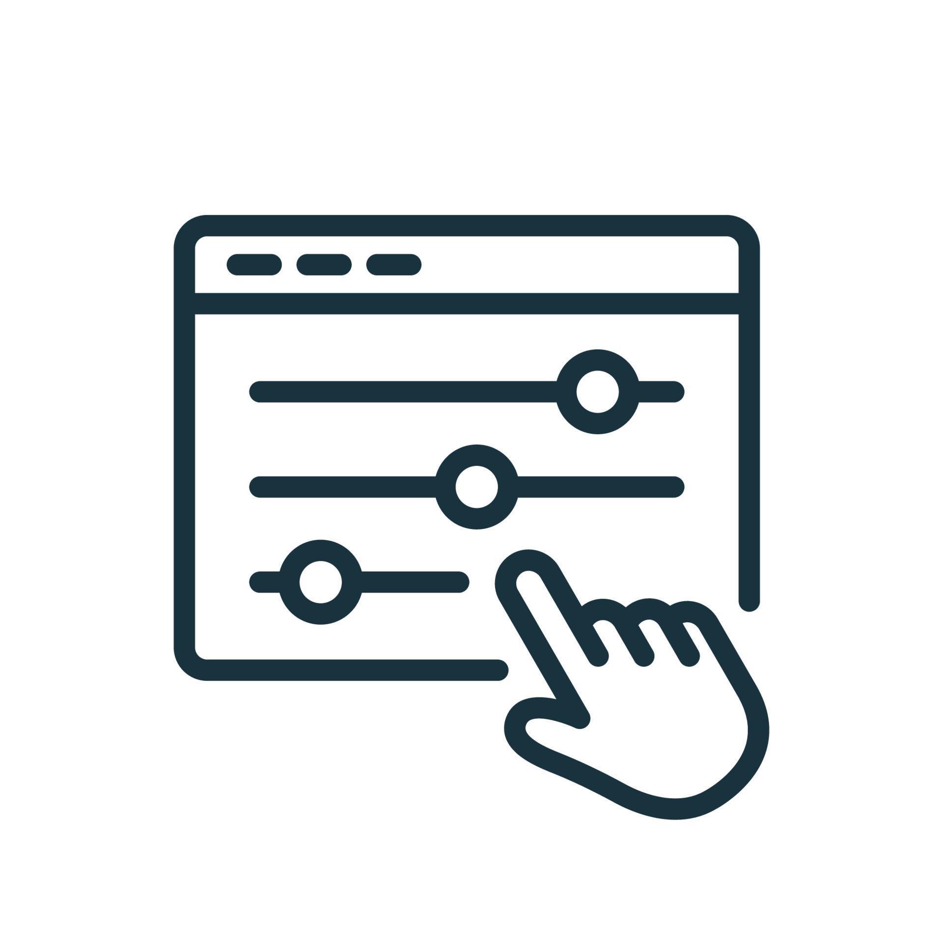 Control Panel Line Icon. Adjustment Button with Hand Linear Pictogram ...