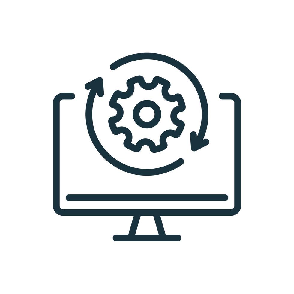 Upgrade of Software Line Icon. Computer System Update Linear Pictogram ... Upgrade of Software Line Icon. Computer System Update Linear Pictogram ...