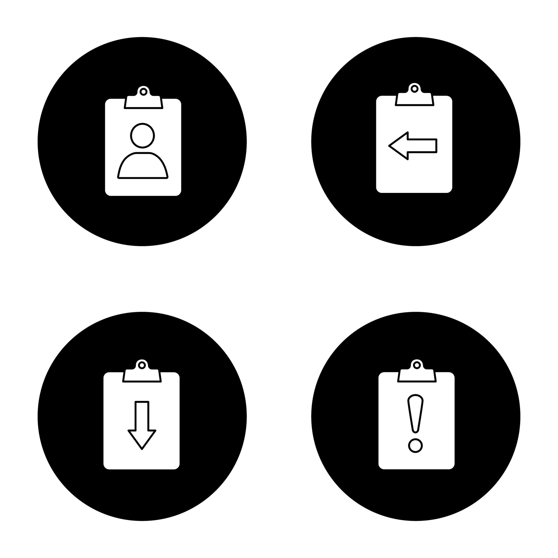Ui Ux Glyph Icons Set Assignment Ind Clipboards With Down Left Arrow