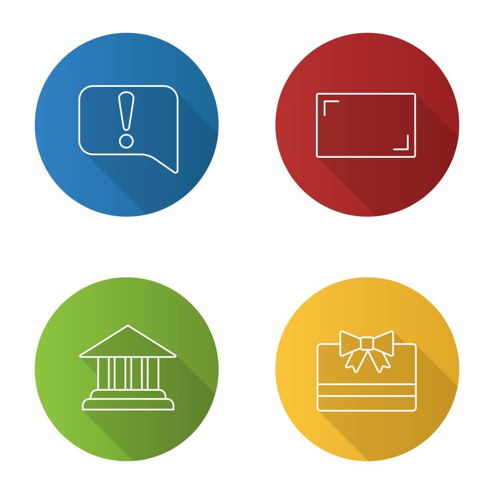 Ui Ux Flat Linear Long Shadow Icons Set Announcement Aspect Ratio