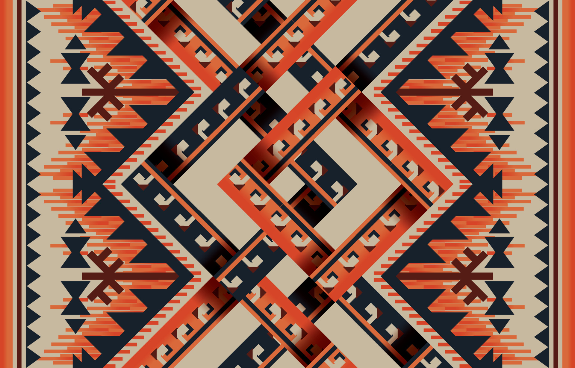 Ethnic Abstract Triangle Pattern Art Seamless Pattern In Tribal Folk