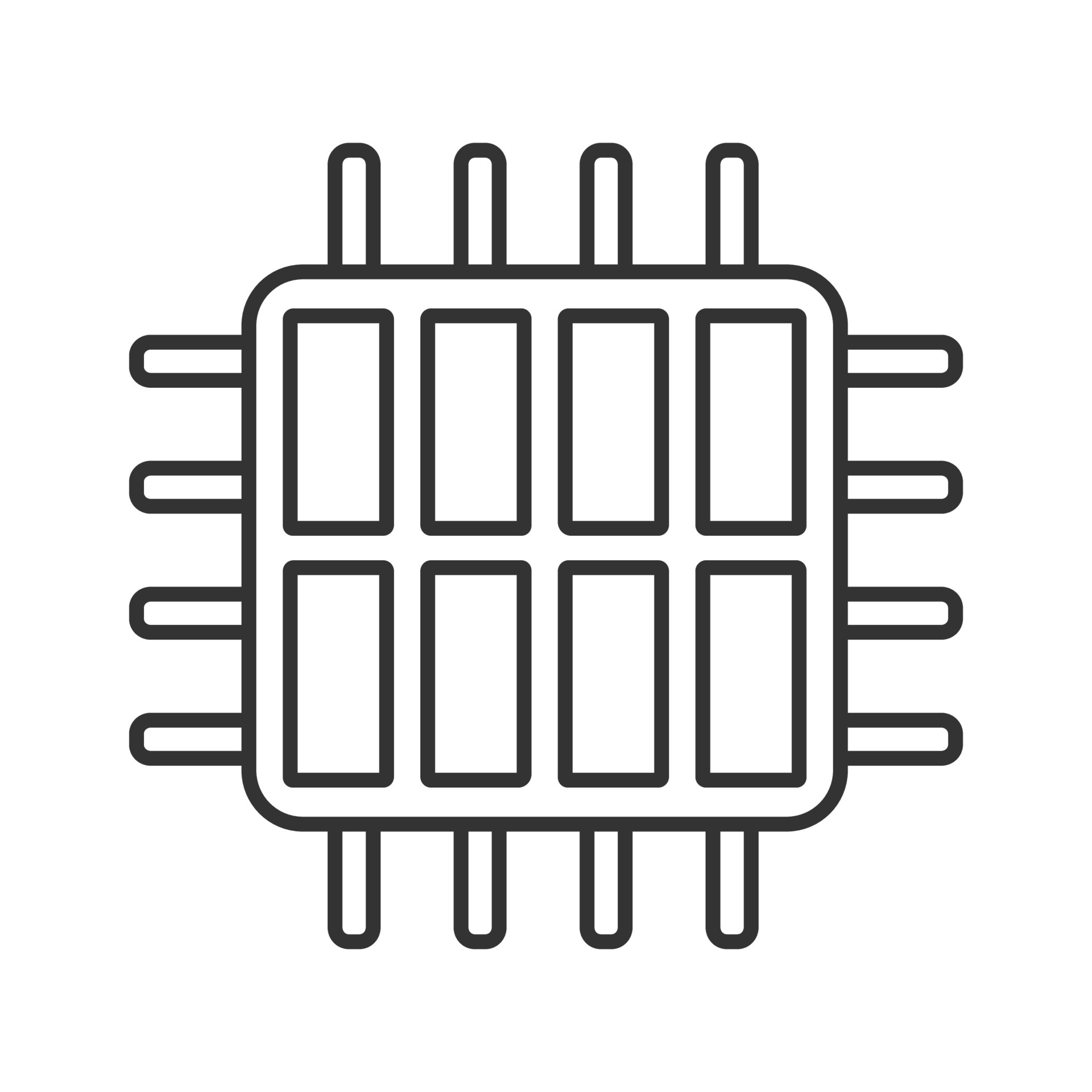 Octa Core Processor Linear Icon Eight Core Microprocessor Thin Line Illustration Microchip