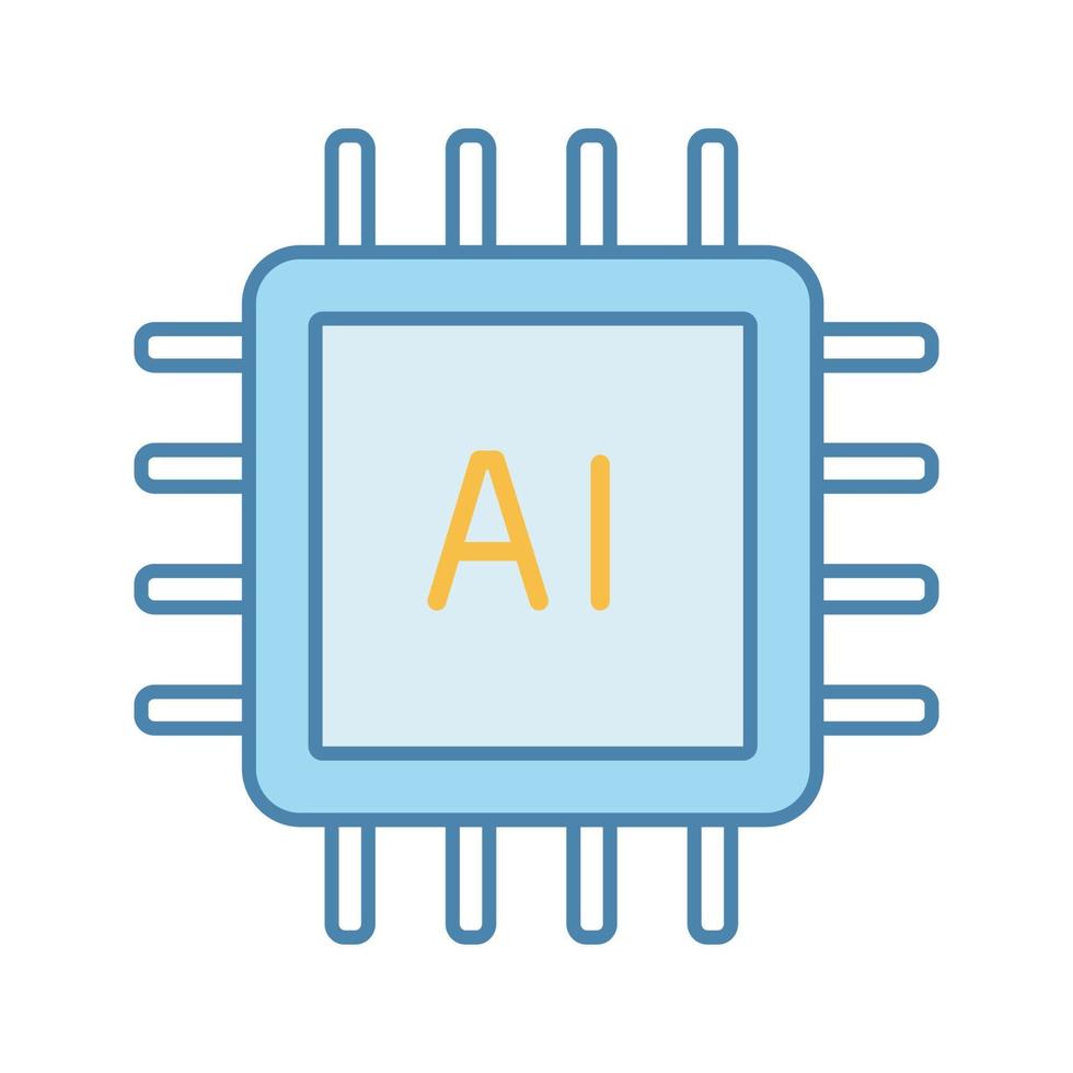 Ai Processor Color Icon Microprocessor For Artificial Intelligence
