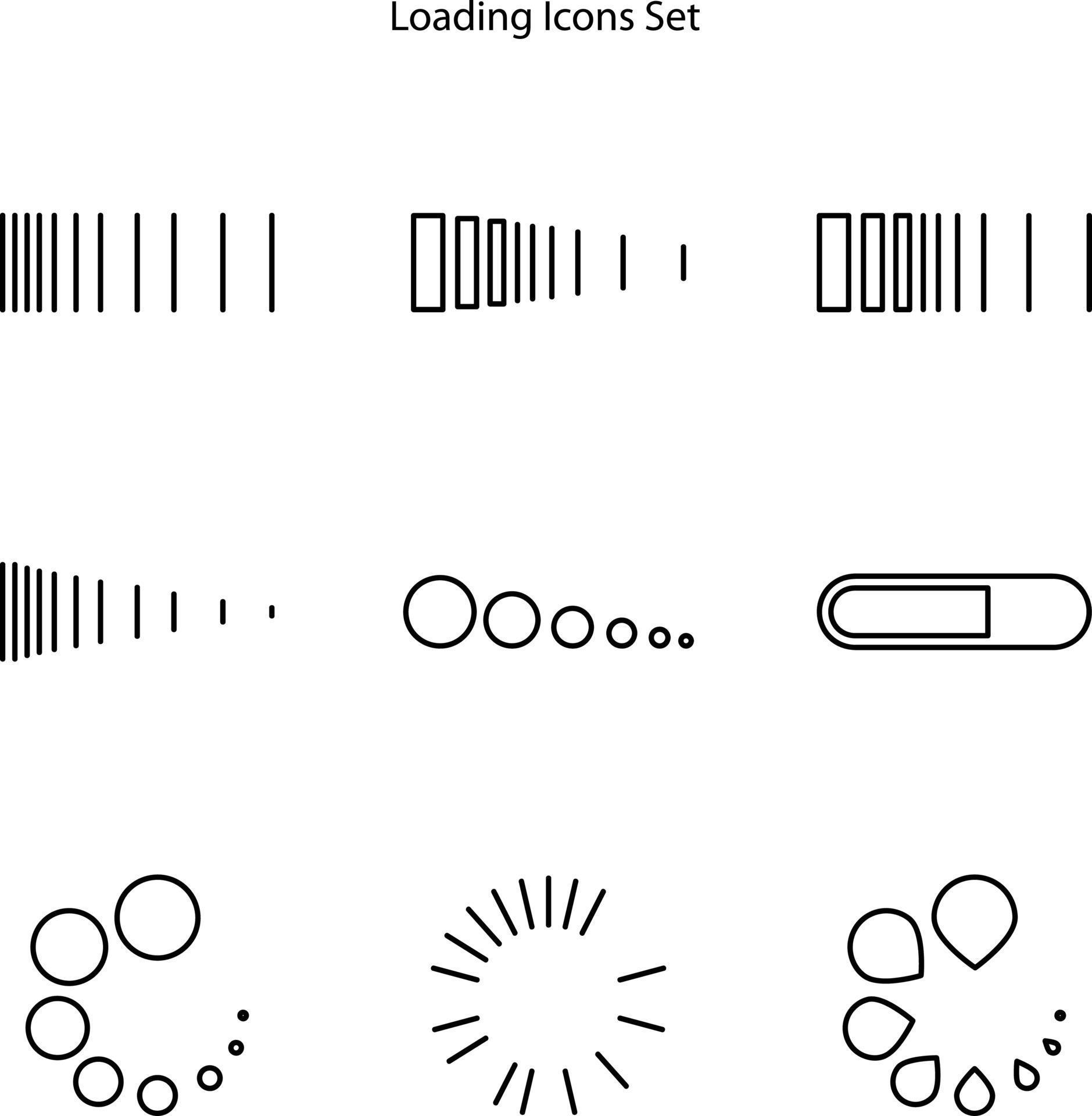 Load icon. Progress bar for upload download round process for Website. Set of Loading bar icon ...