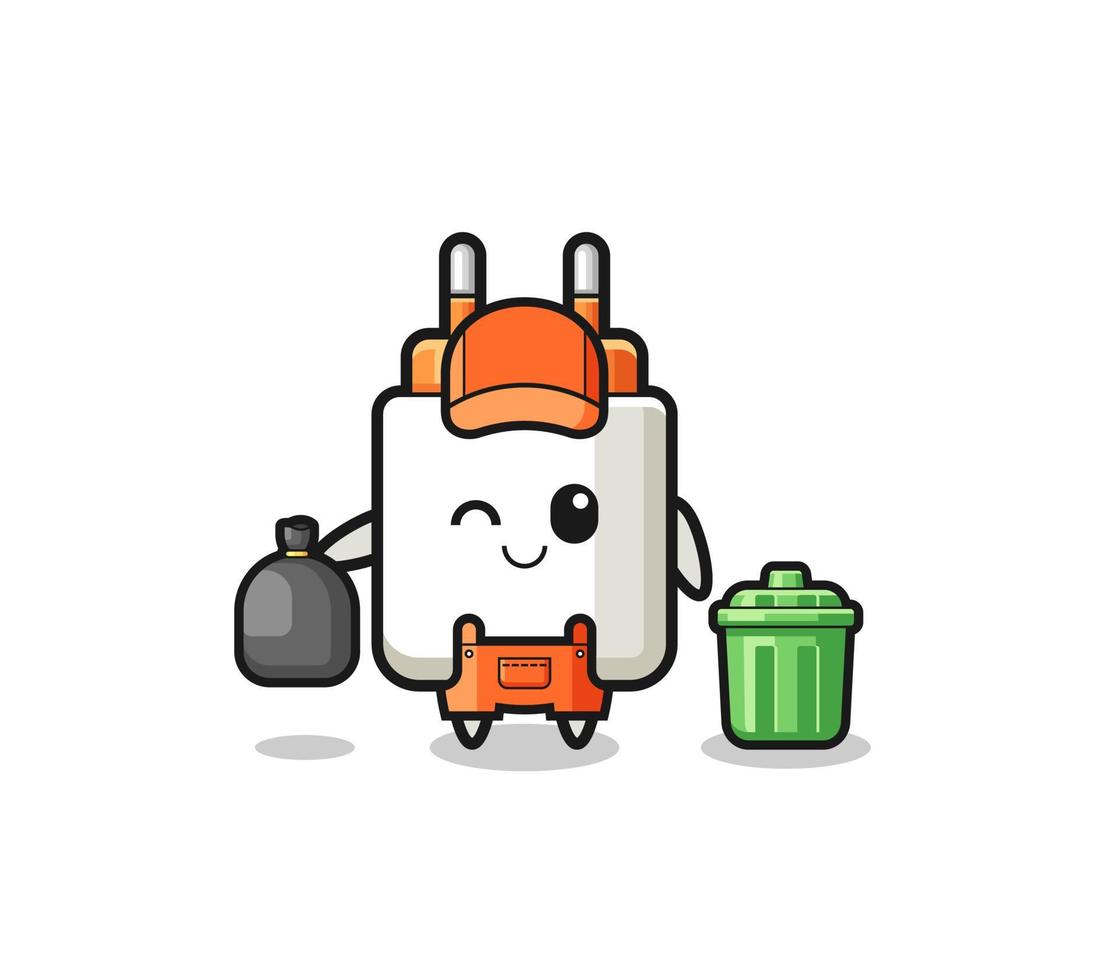 the mascot of cute power adapter as garbage collector 5399850 Vector ...