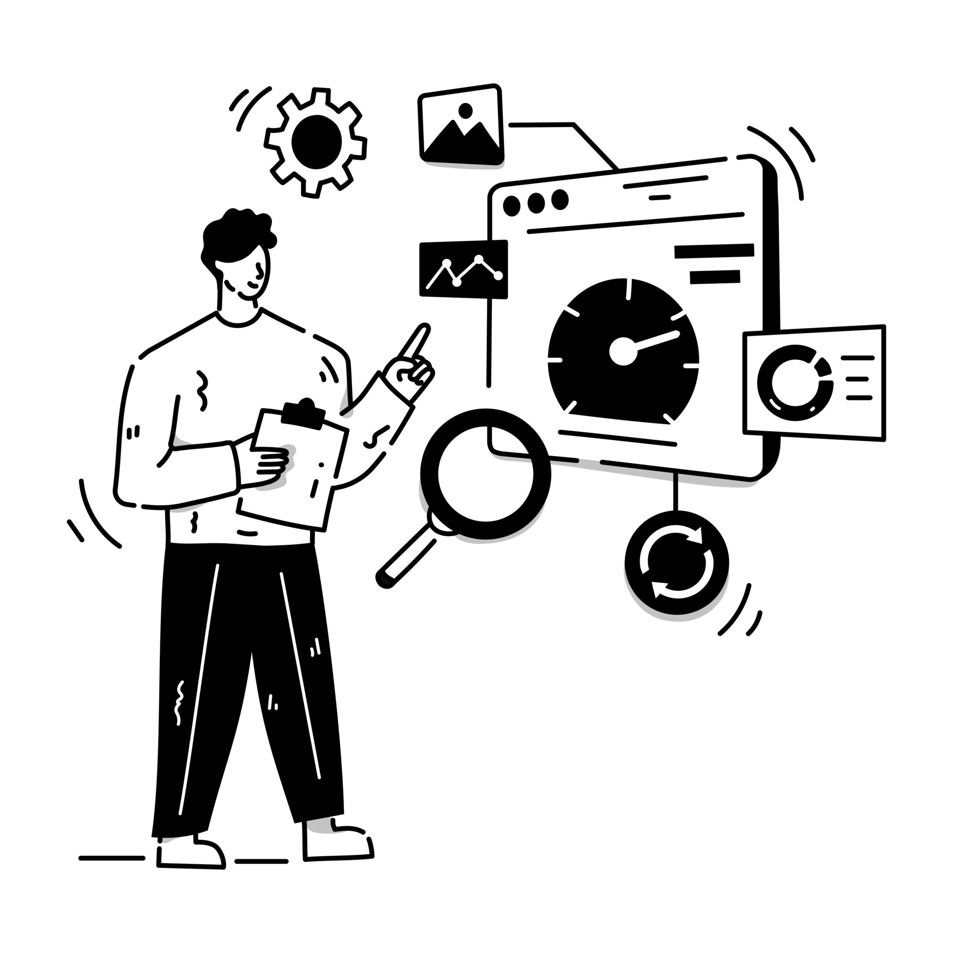 Online Data Monitoring Hand Drawn Illustration Of Remote Services
