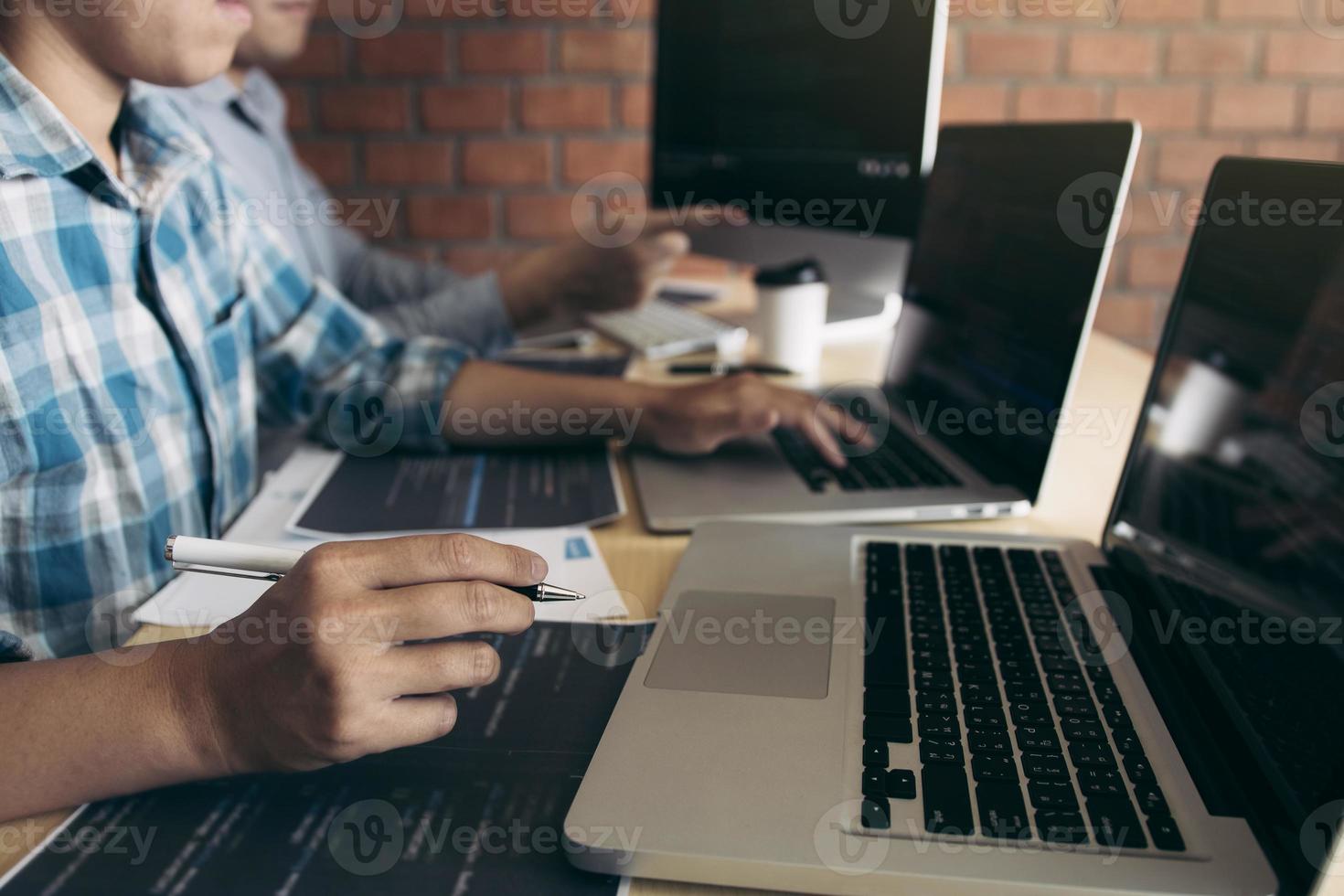 Professional development programmer cooperating meeting programming website working a software ...