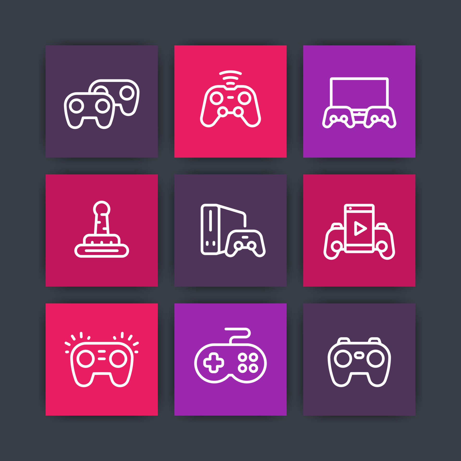 gamepads icons, game controllers, console, video gaming vector linear ... gamepads icons, game controllers, console, video gaming vector linear ...