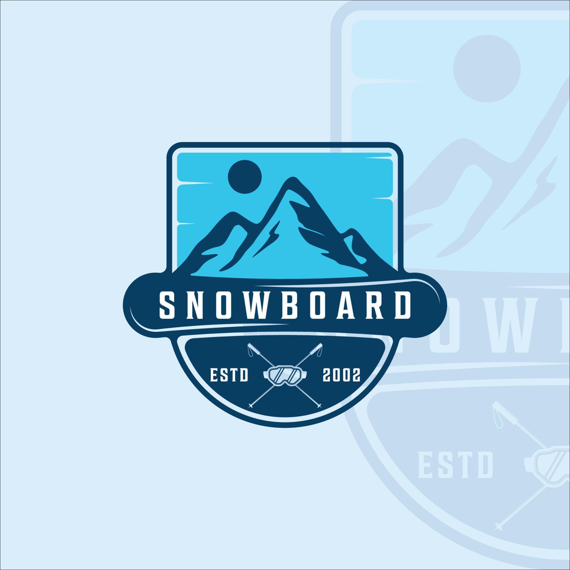snowboard and mountain logo vector illustration template icon graphic ...