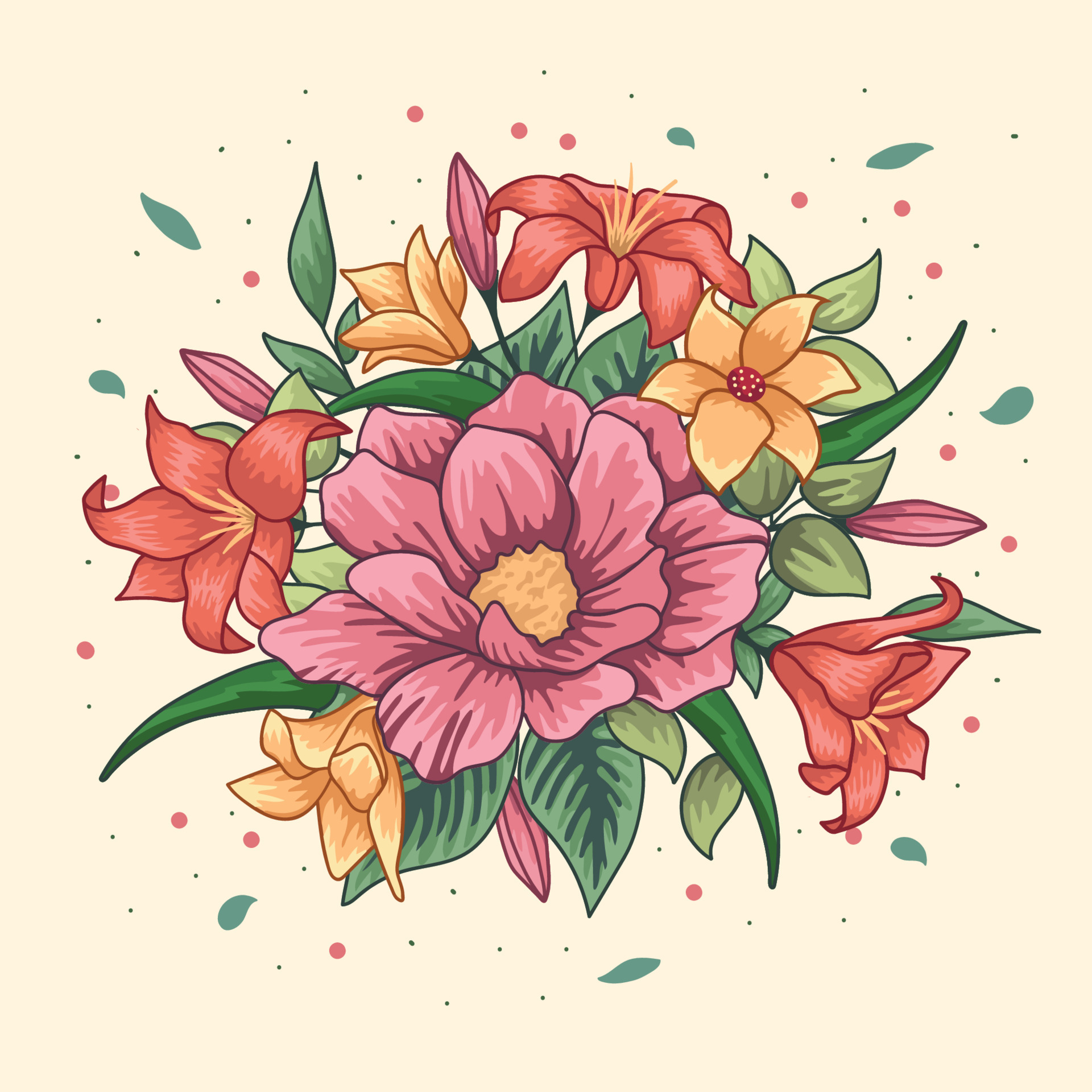 A Bouquet of Spring Flowers 5417939 Vector Art at Vecteezy