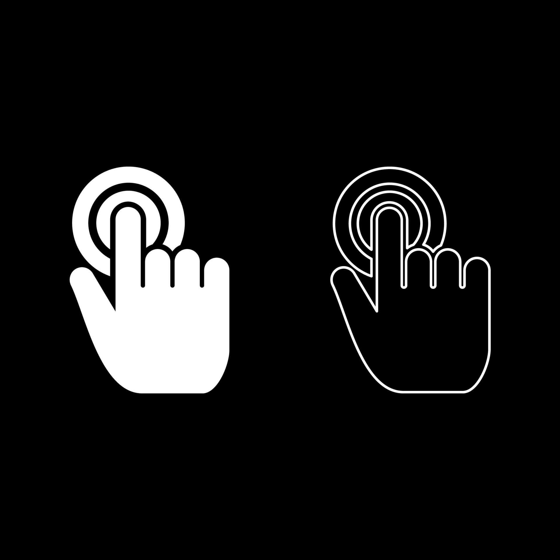 Click on button Hand cursor Touch screen icon white color vector ...