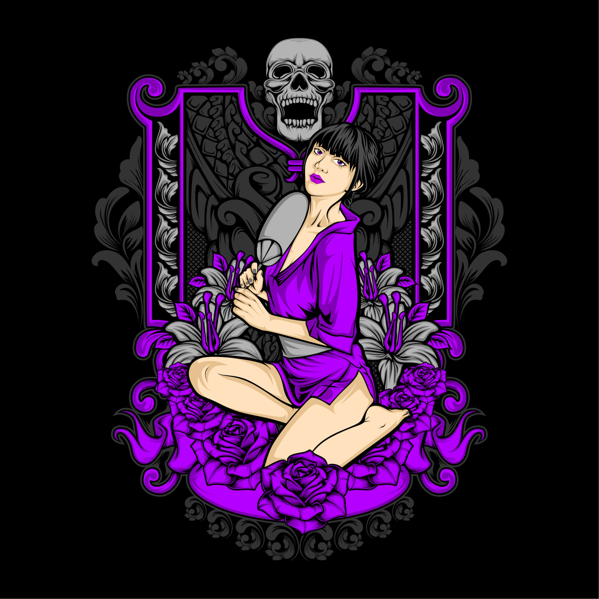Beautiful Girl In Action Illustration 5421642 Vector Art At Vecteezy