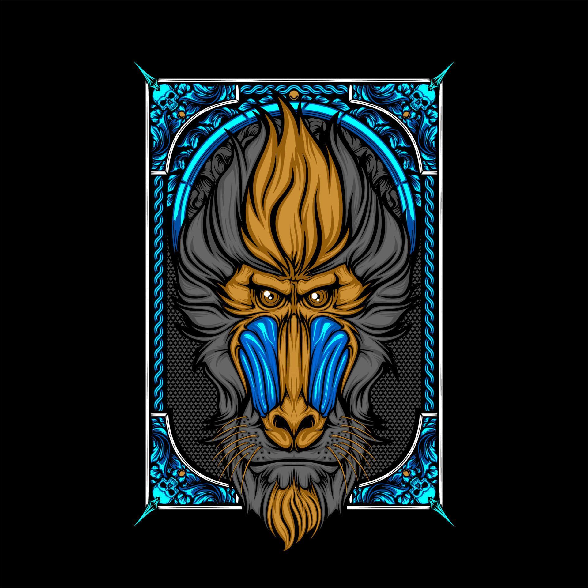 cool monkey head 5421672 Vector Art at Vecteezy