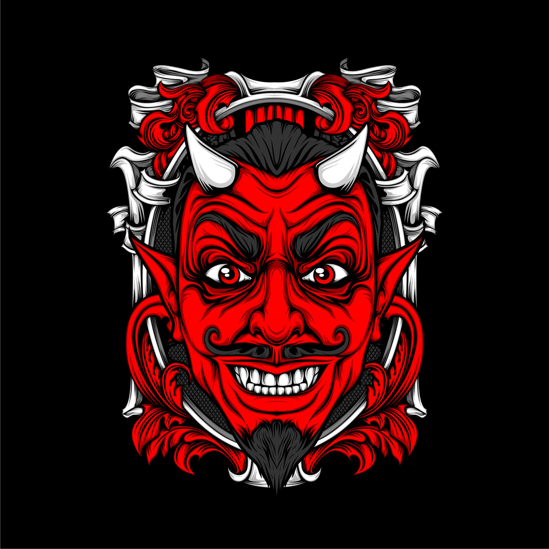 smiling devil face 5421752 Vector Art at Vecteezy