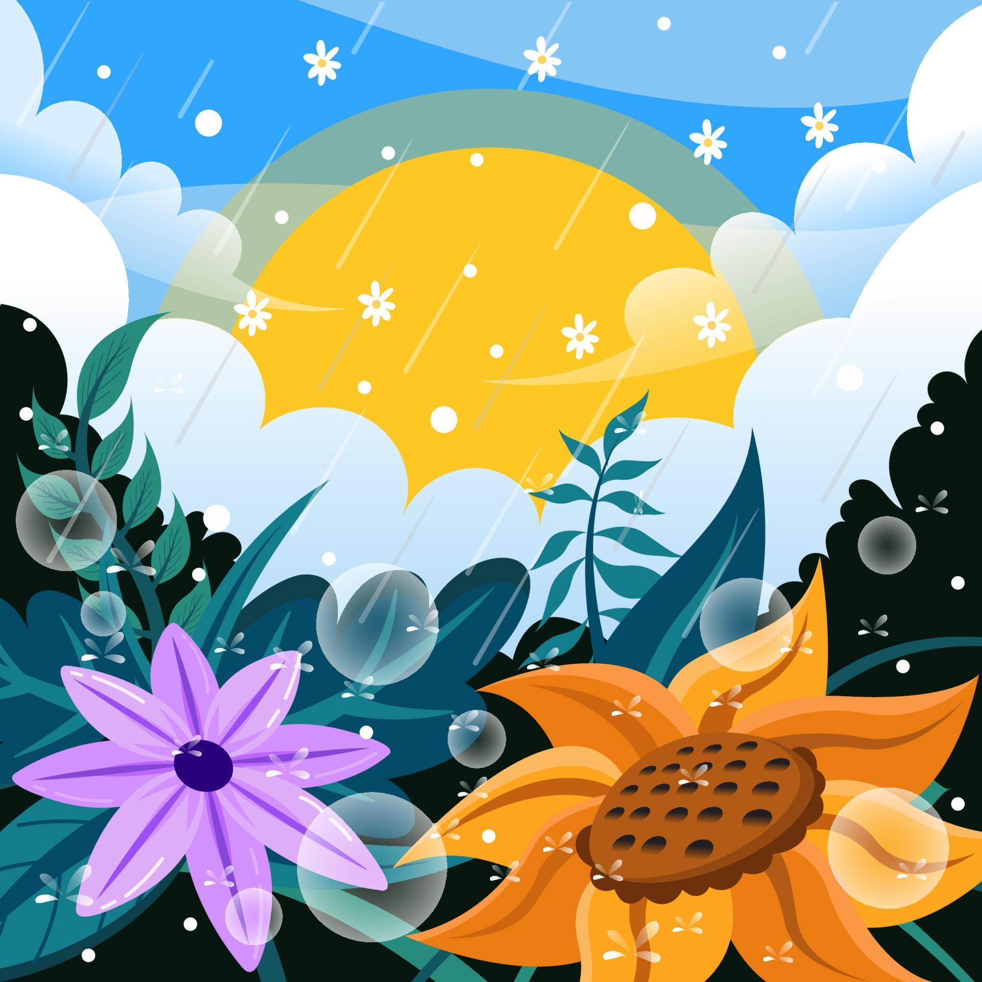 Shower Day in Spring Season 5422054 Vector Art at Vecteezy