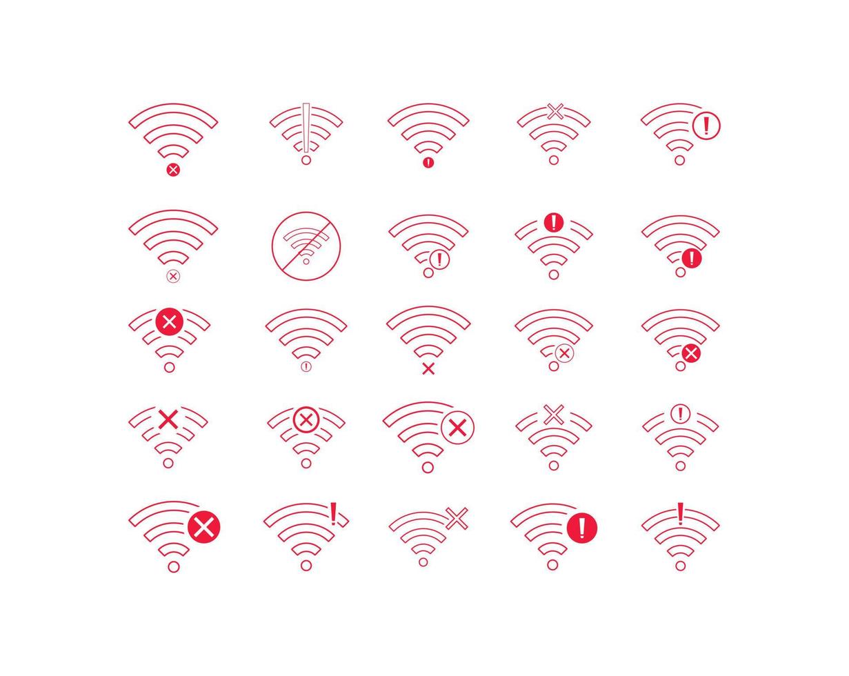 Set Of No Wifi Wireless Icon Vector Red Color 5423427 Vector Art At