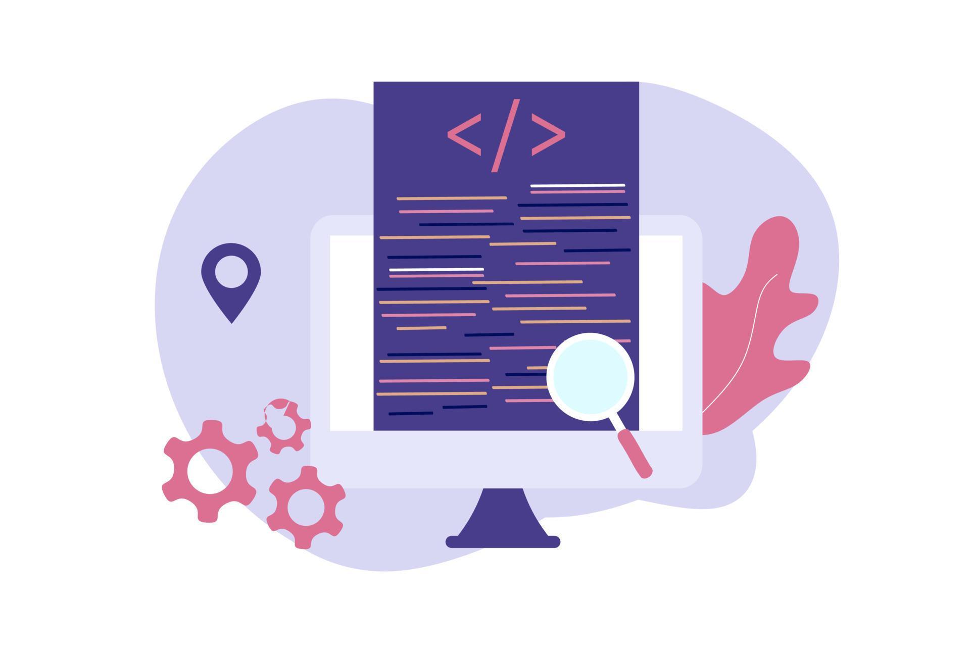 Landing page of software development coding process concept. Designer ...