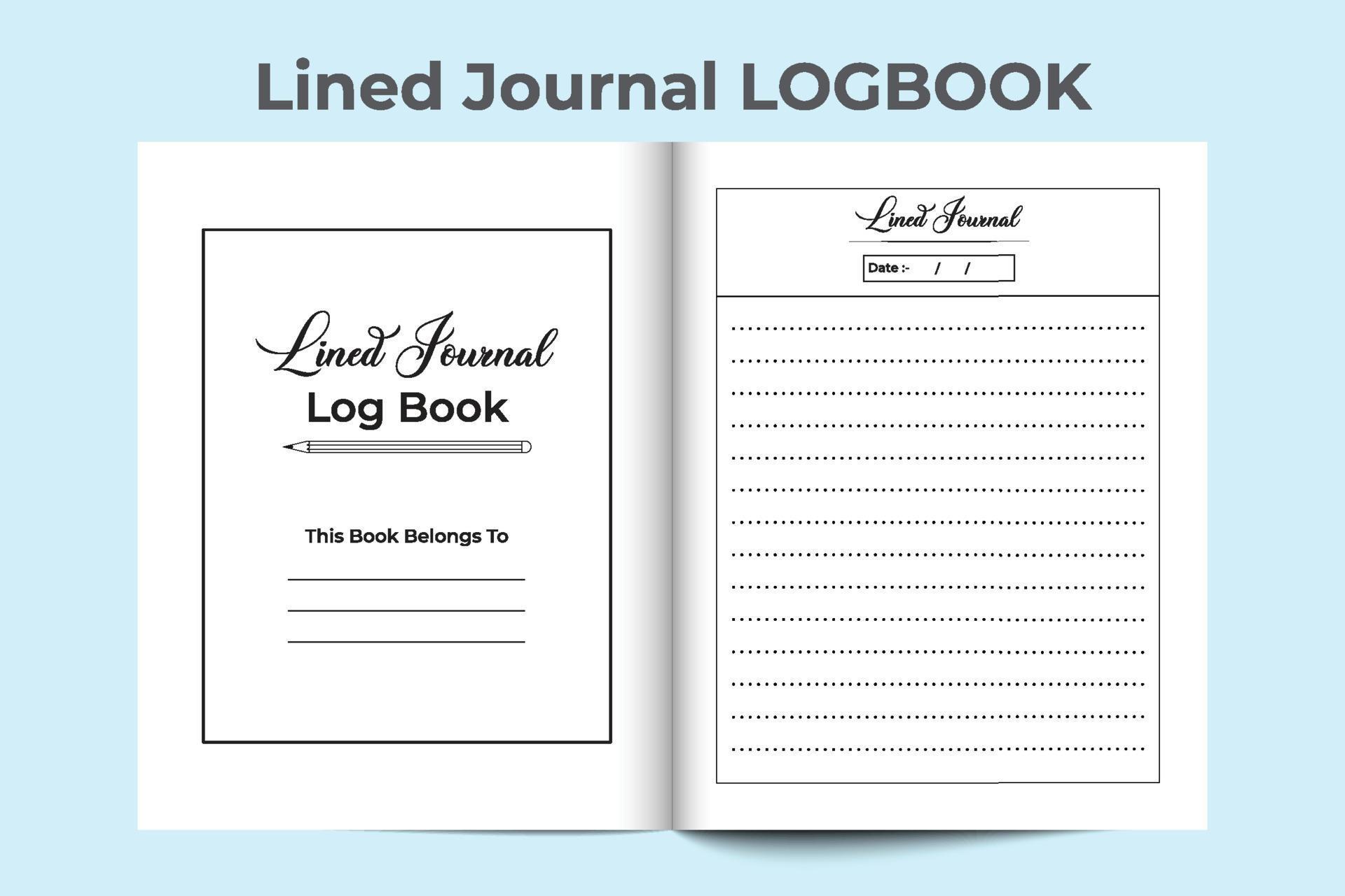Lined journal notebook. Lined journal log book with a pencil. Diary ...