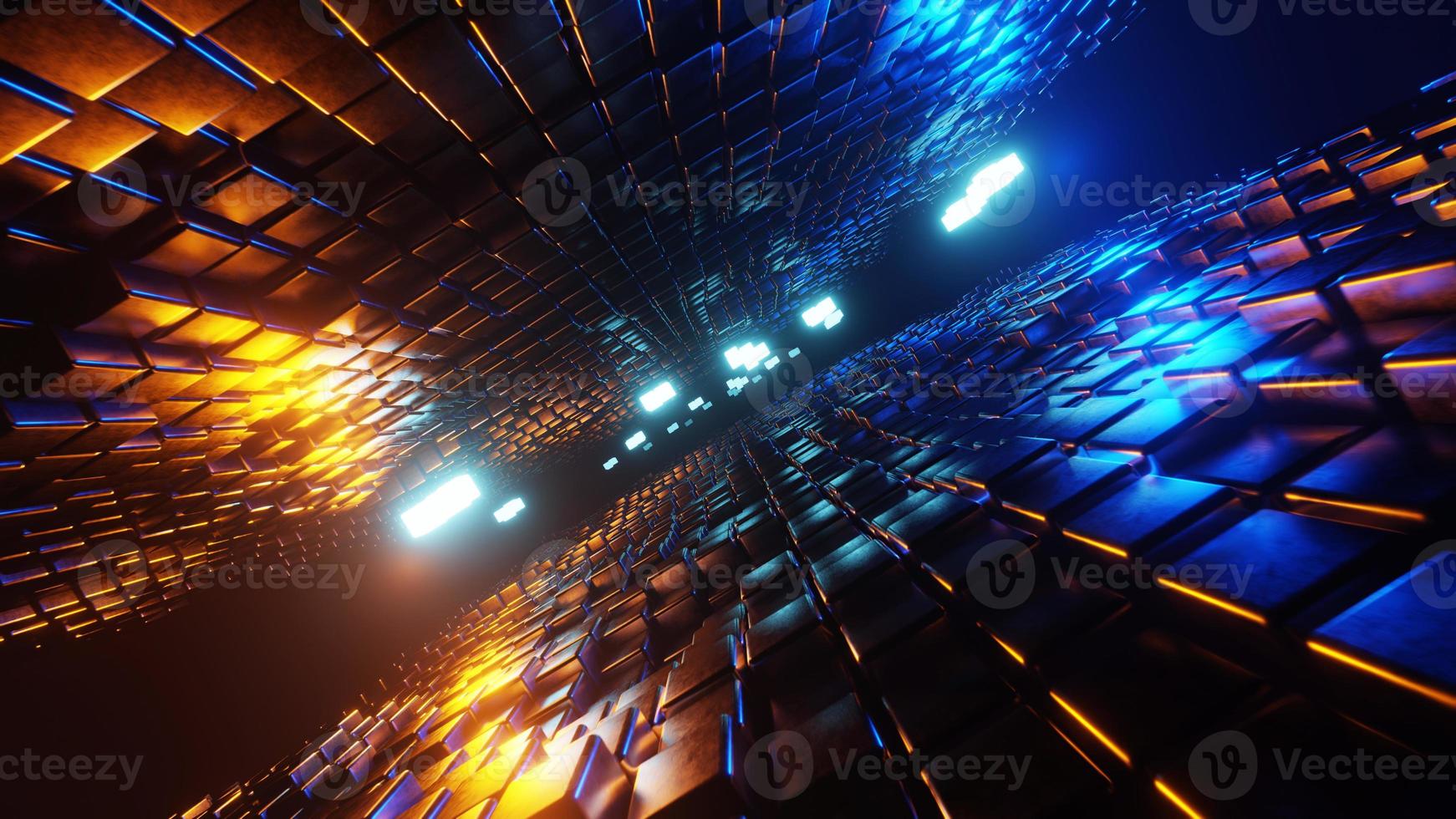 3d rendering abstract glow cube square dot shape grid flow wave pattern ...