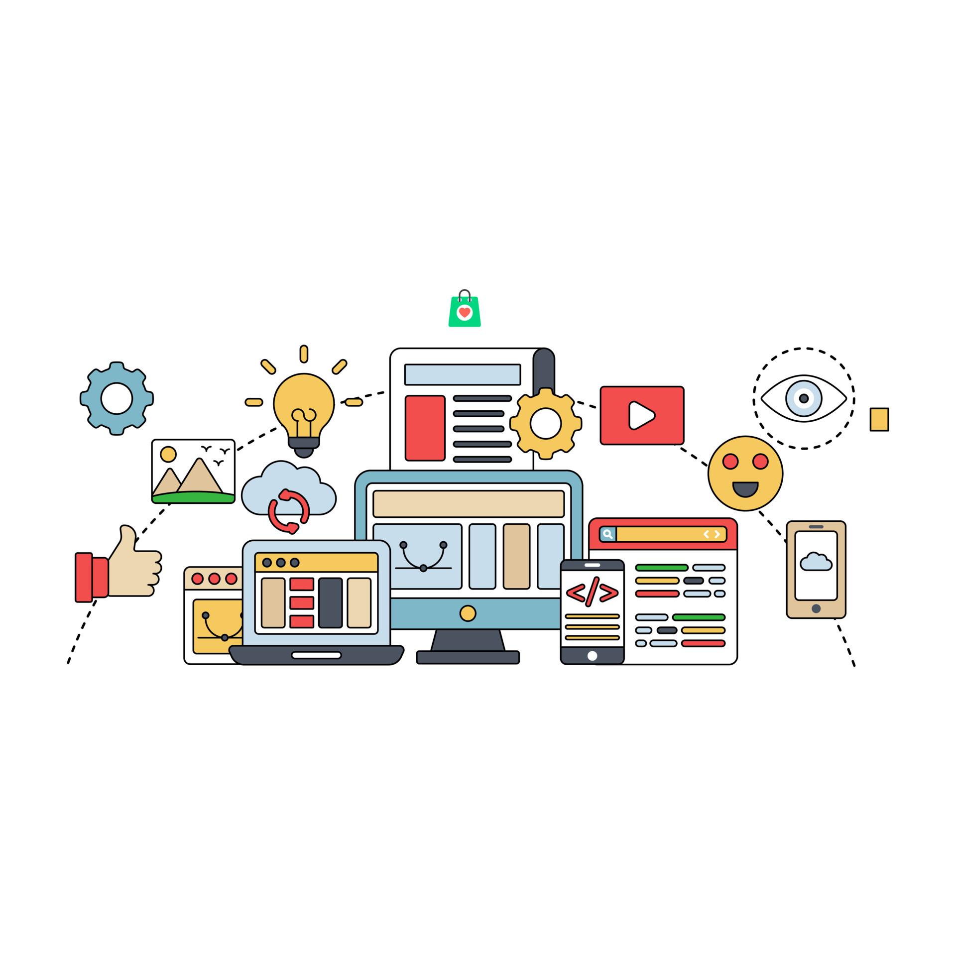 Editable design illustration of mobile coding 5430116 Vector Art at ...