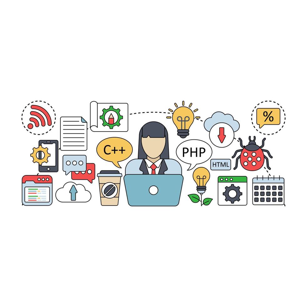 Programming illustration, editable vector 5430138 Vector Art at Vecteezy