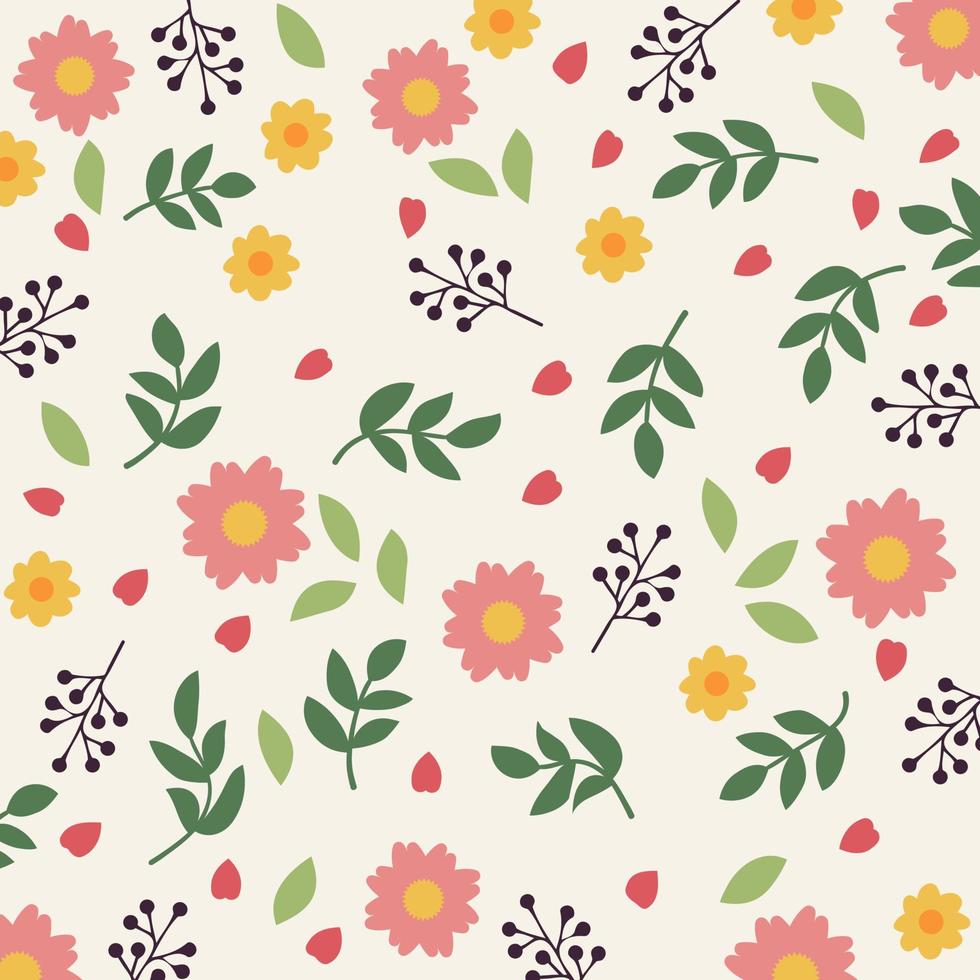 Flat spring floral pattern design. - Vector. 5430581 Vector Art at Vecteezy