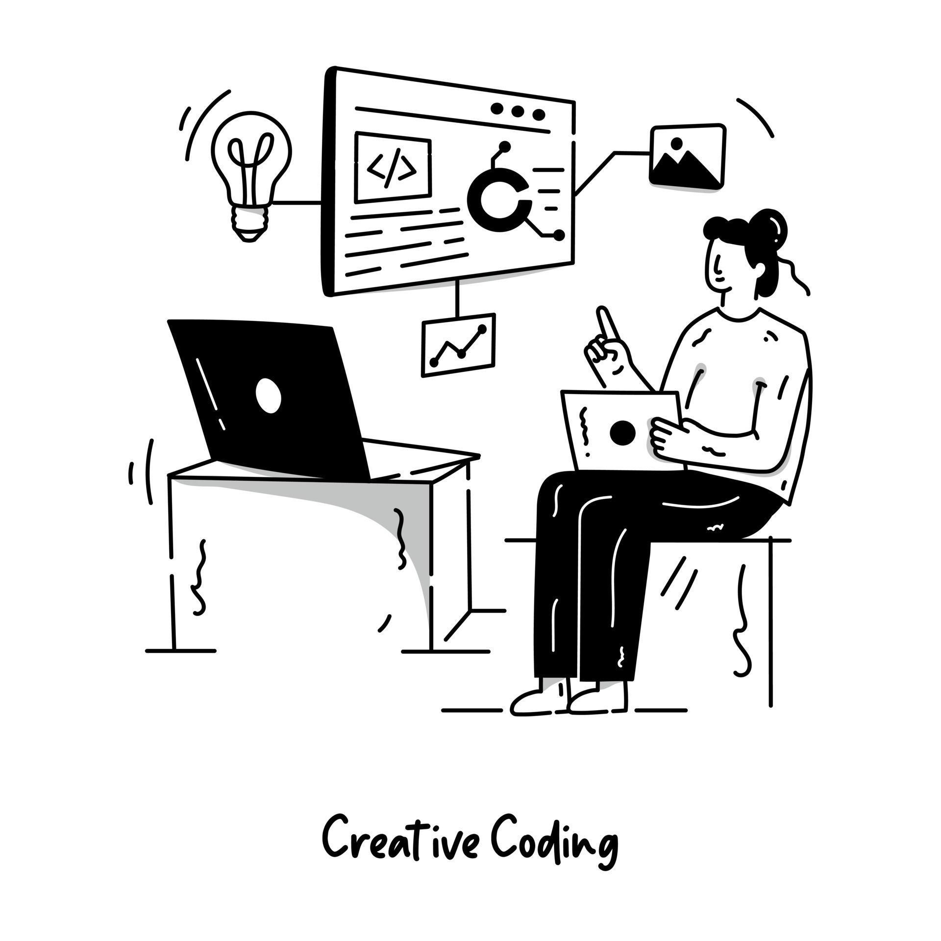 A hand drawn vector illustration of creative coding 5446038 Vector Art ...