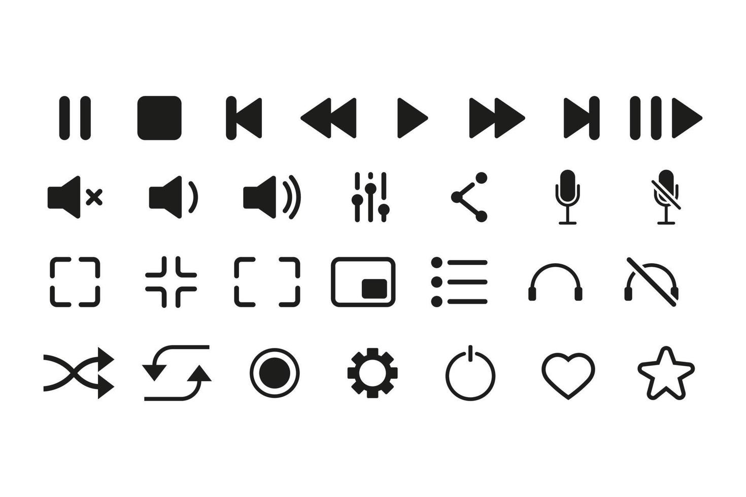 Media player set icons. Vector illustration 5450232 Vector Art at Vecteezy Media player set icons. Vector illustration 5450232 Vector Art at Vecteezy