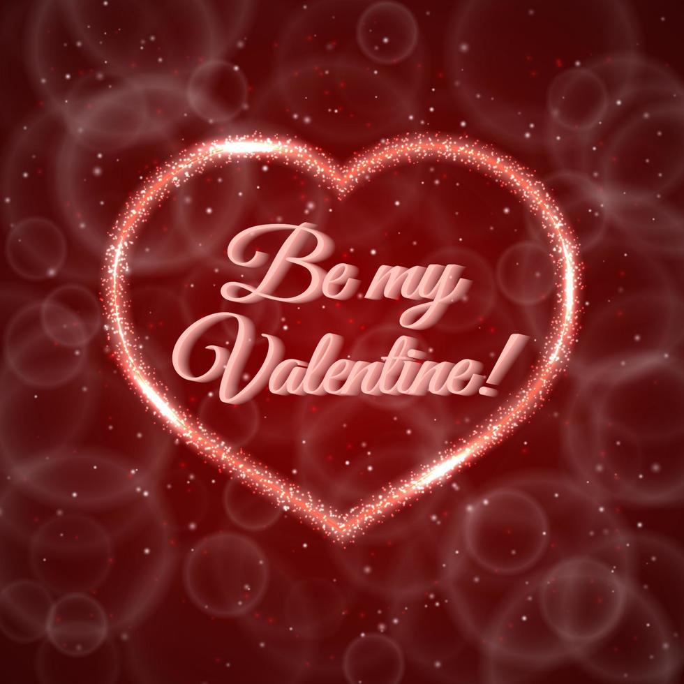 Be my Valentine Red Valentine s day greeting card with sparkling heart ...