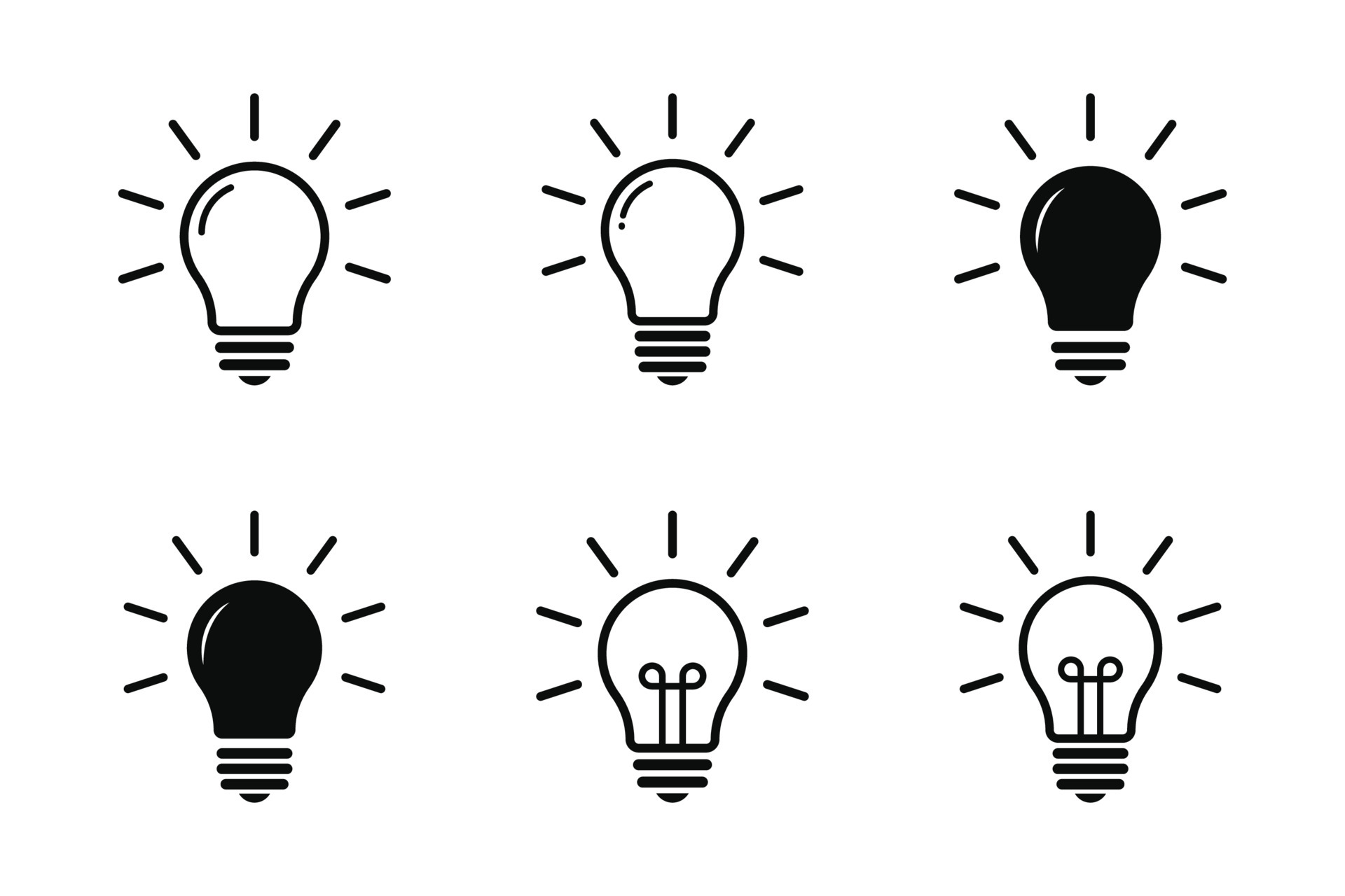 light bulb icon set vector design template in white background 5463401 ...