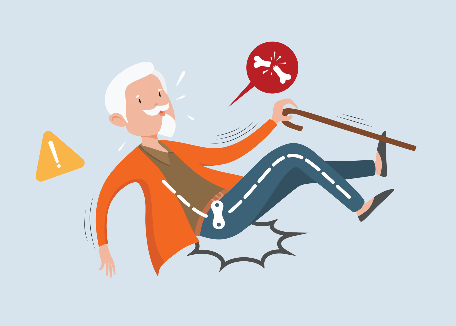 Old Man Falling Down And Get Bone Fracture Cartoon Character 5464150