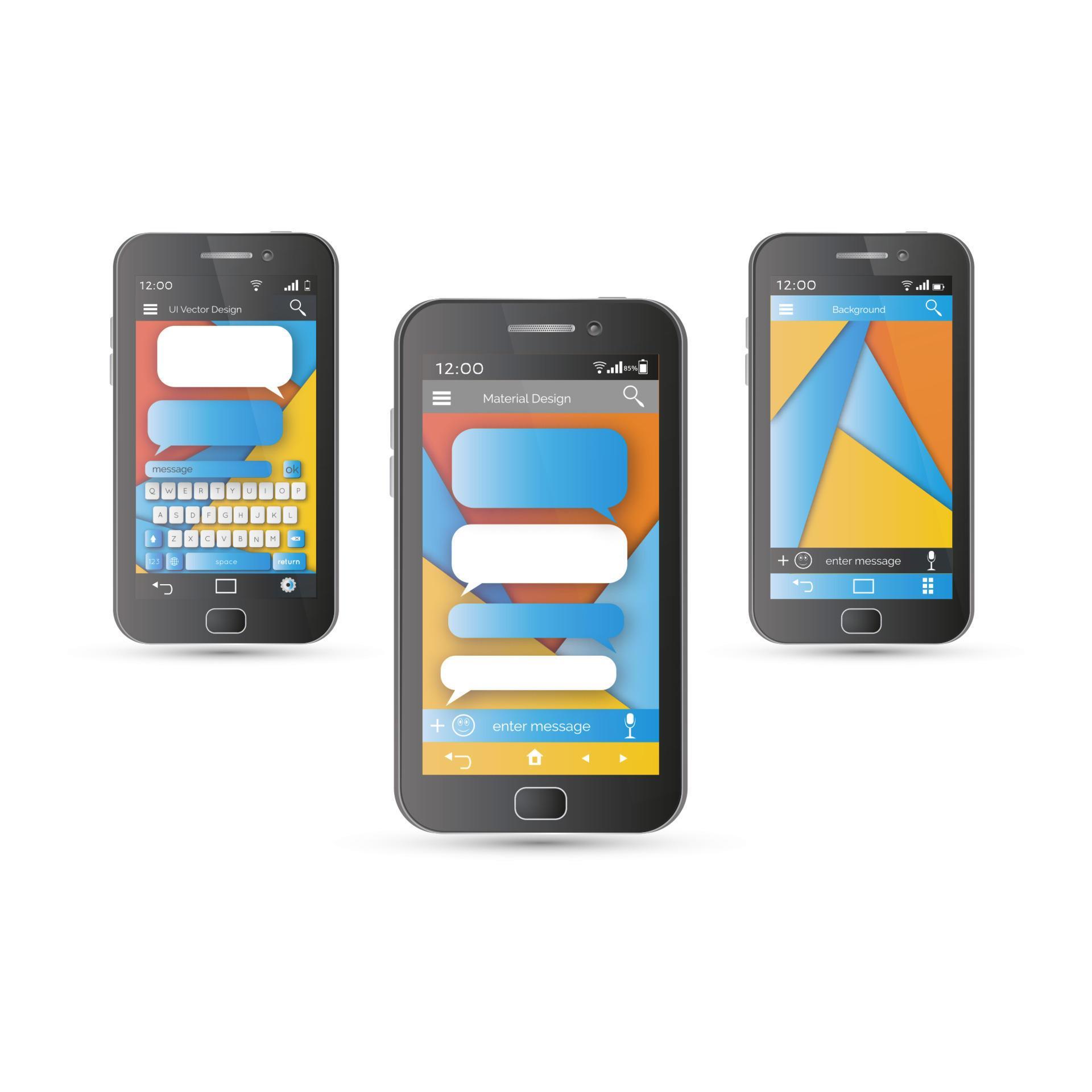 Smartphone chatting SMS Messages speech Bubbles. Smartphone keyboard ...