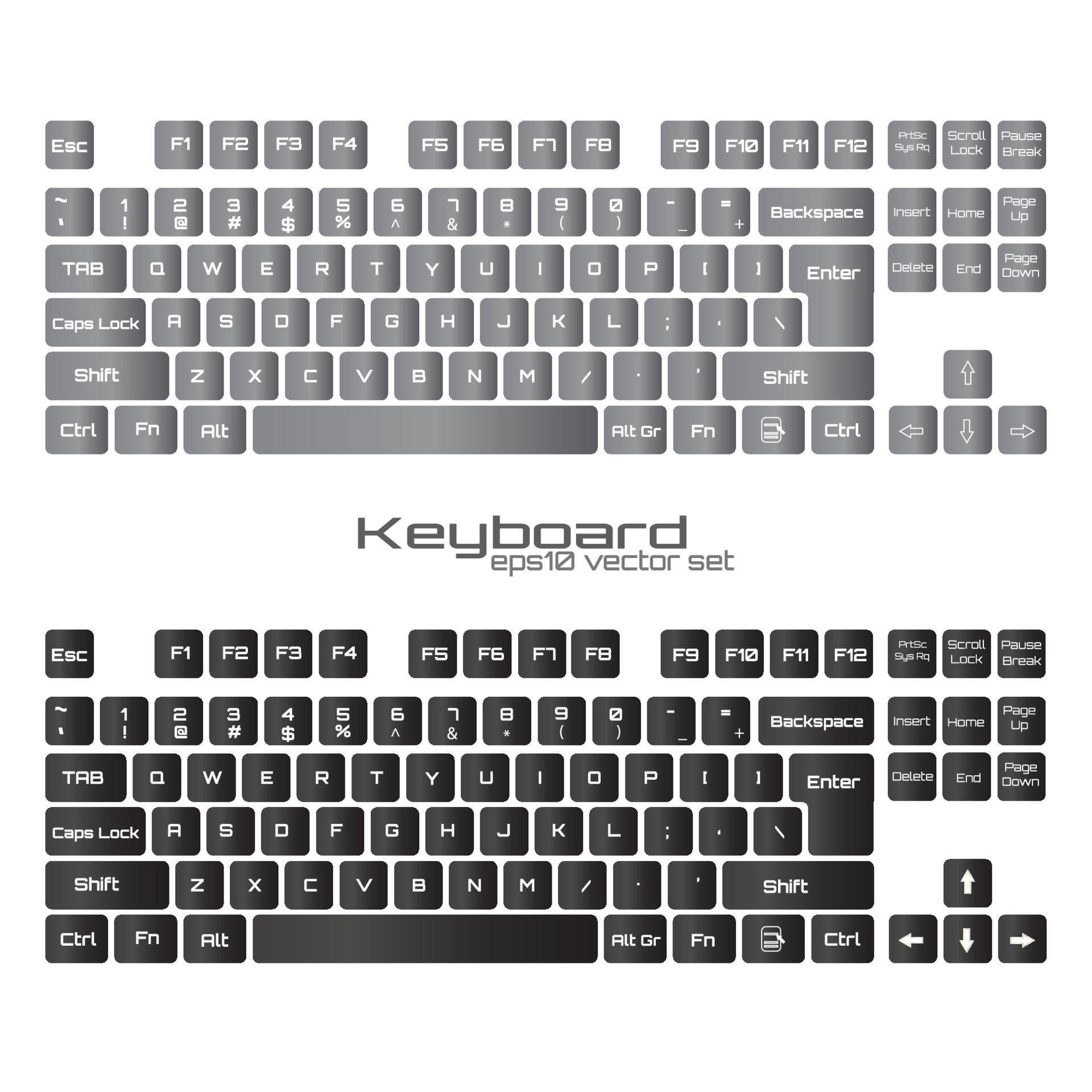 keyboards SET. Black and white wasd gamer keyboard design. 5477002 ...